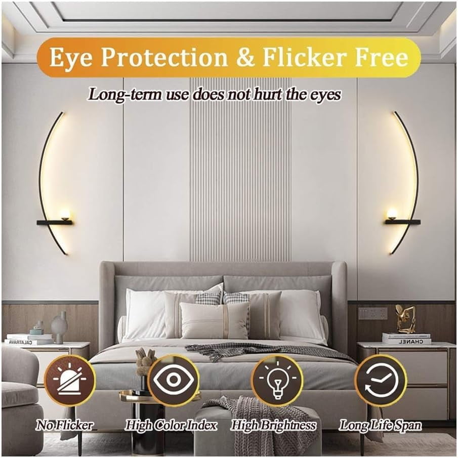 Modern LED Wall Sconces Set of 2, Linear Wall Lights, 3 Color Changing ...