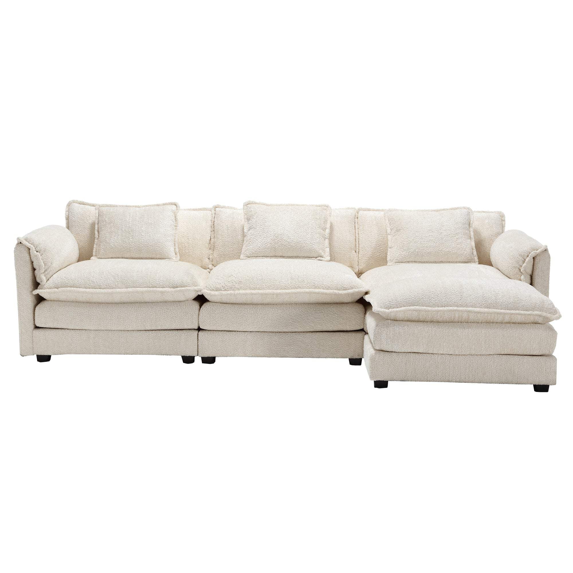 Modern Large Boucle Fabric L Shape Sectional Sofa Beige Boucle 3 Seat - Walmart.com
