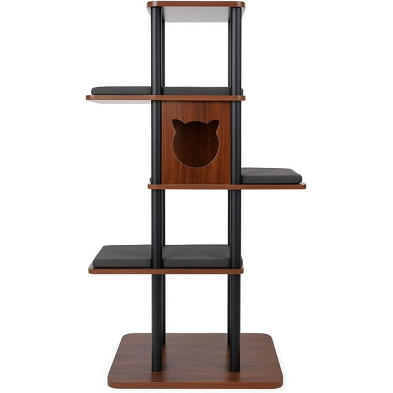 Modern Large Cat Tree, 62" Tall with XL 25.6" Platforms, 60 lbs Heavy ...