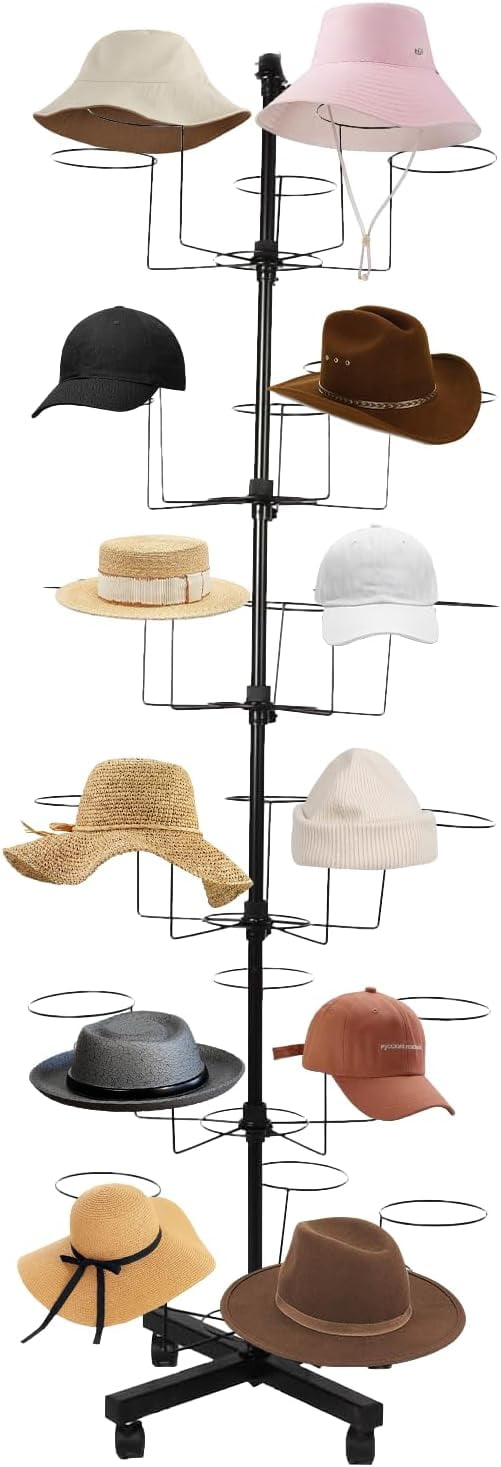 Modern Large Freestanding Hat Rack Stand, 6-Tier Rotating Hats Display ...