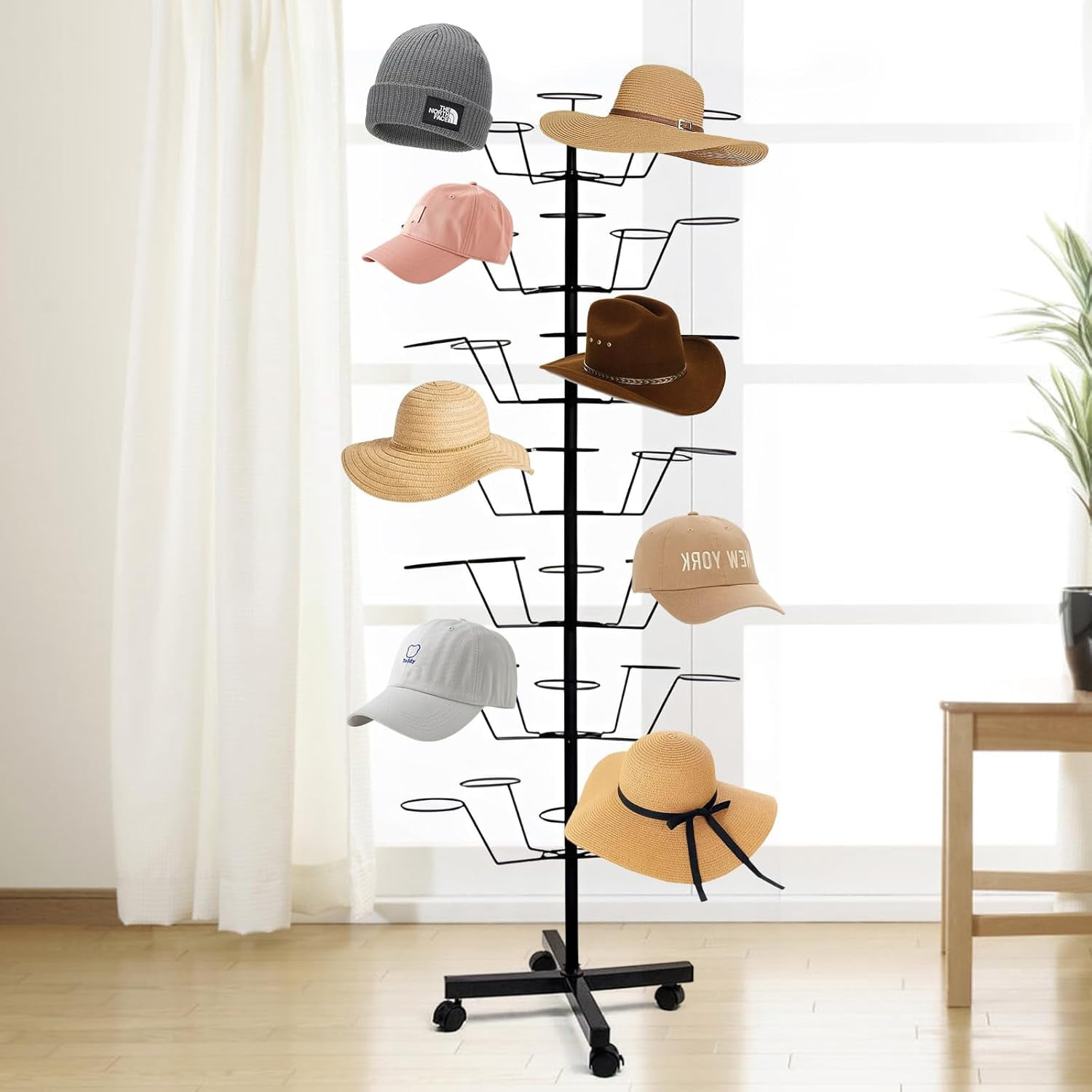 Modern Large Freestanding Hat Rack Stand, 7-Tier Rotating Hats Display ...