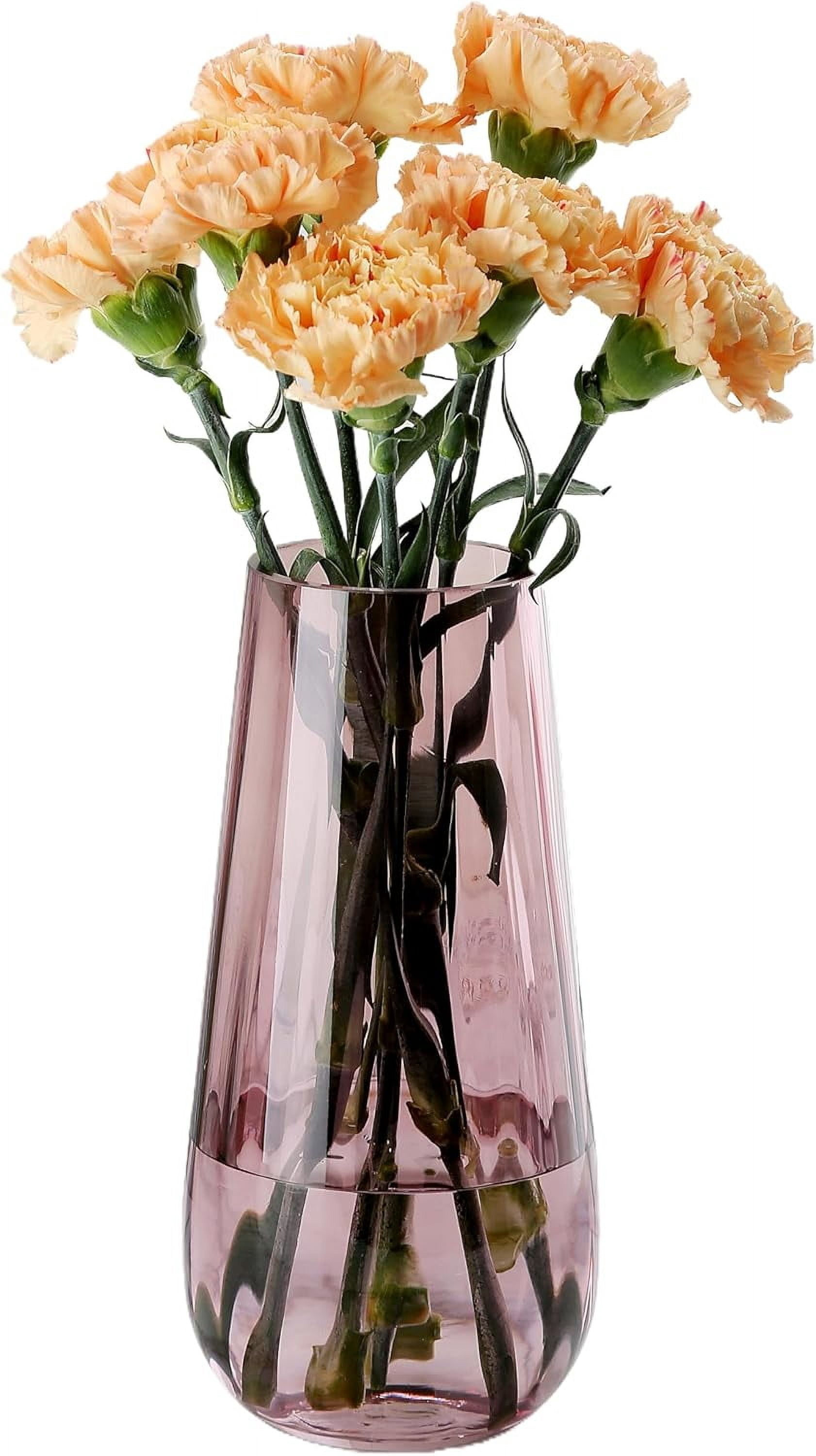 Modern Large Glass Vase H-9.8" Blue Vases for Flowers, Centerpieces and ...