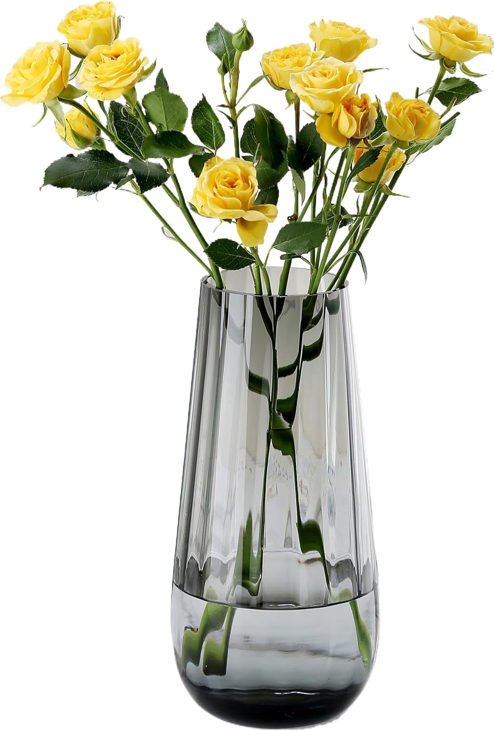 Modern Large Glass Vase H-9.8" Blue Vases for Flowers, Centerpieces and ...