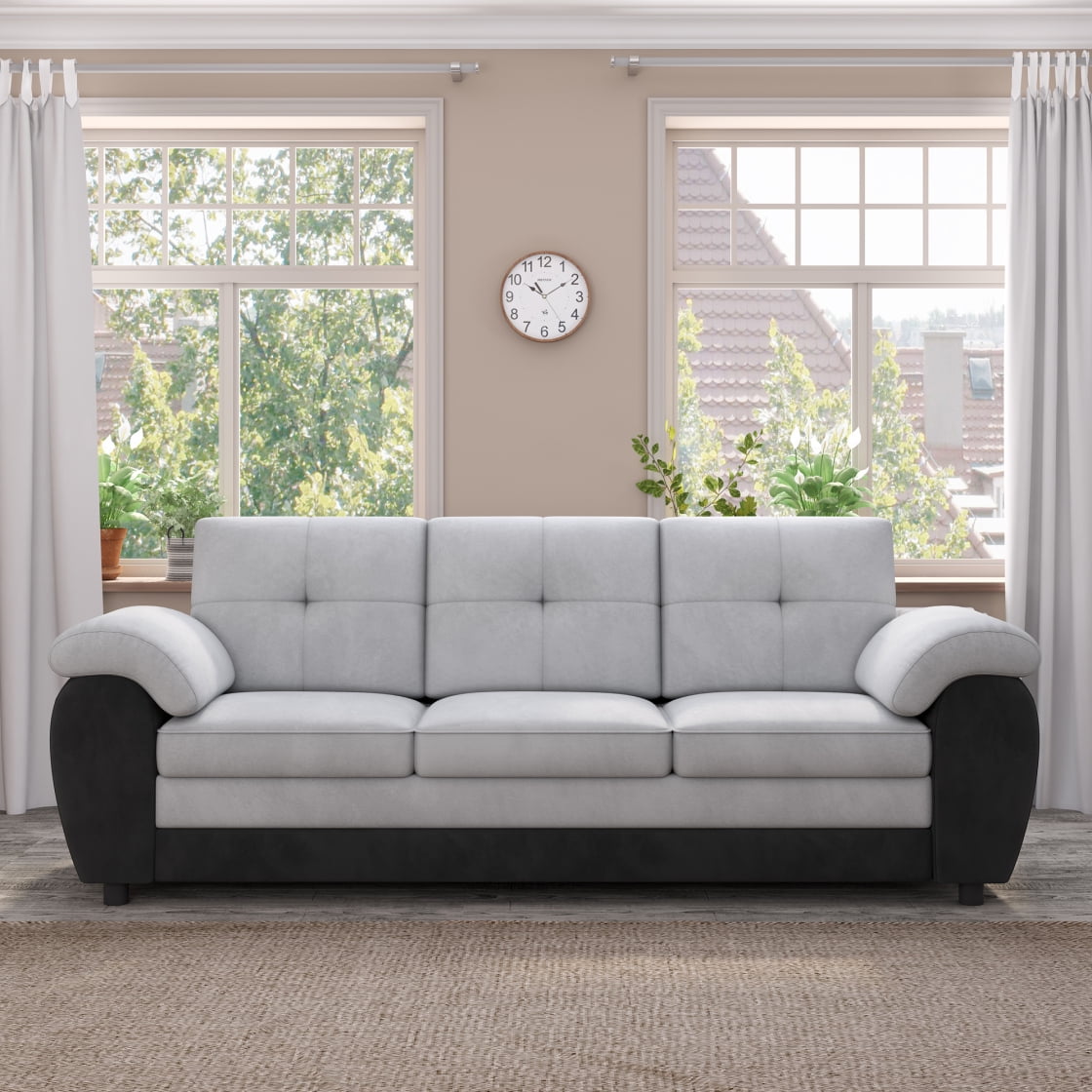 Modern Large Three Seat Upholstered Sofa with Spacious Armrest ...