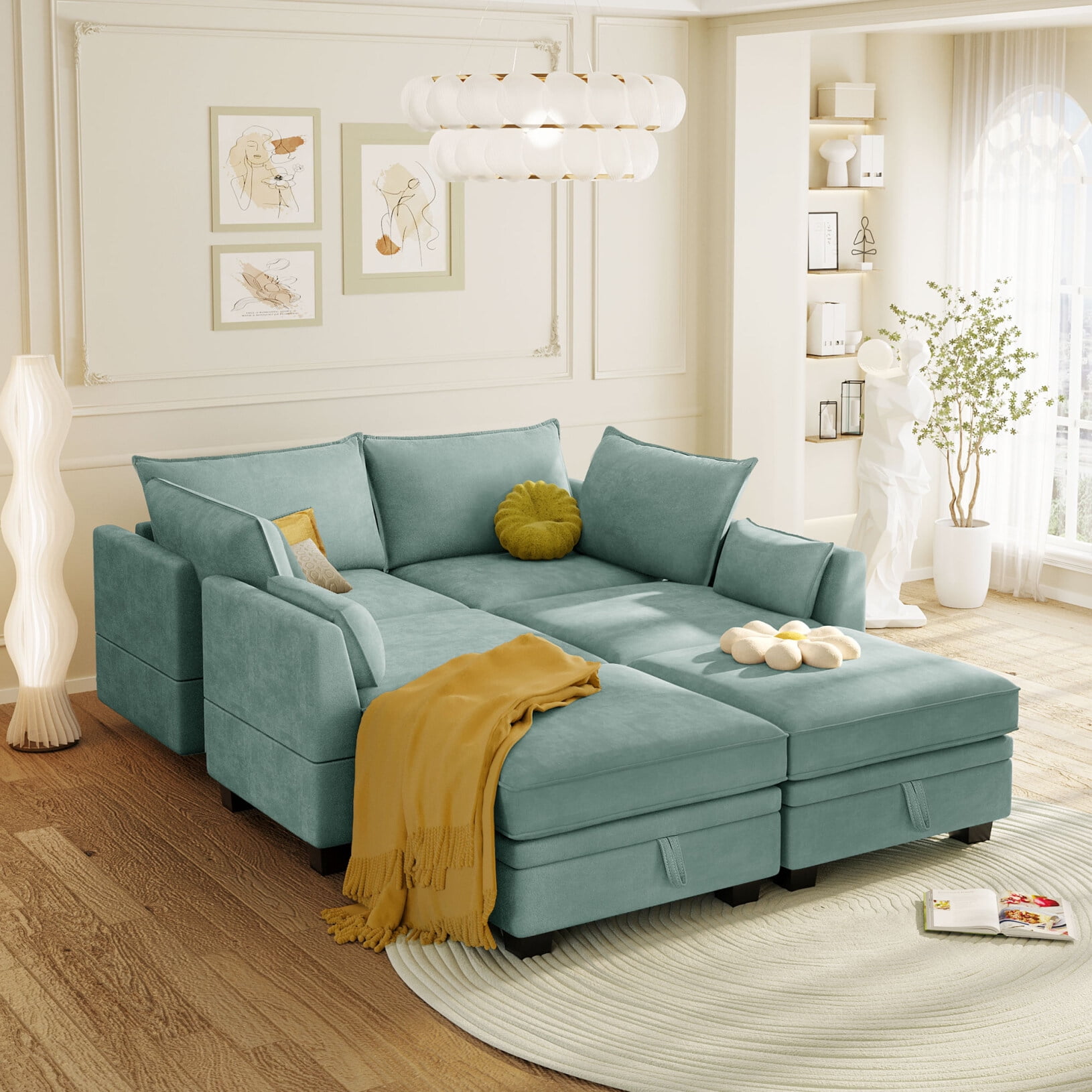 Modern Large U-Shape Modular Sectional Sofa,Convertible Sofa Bed with ...
