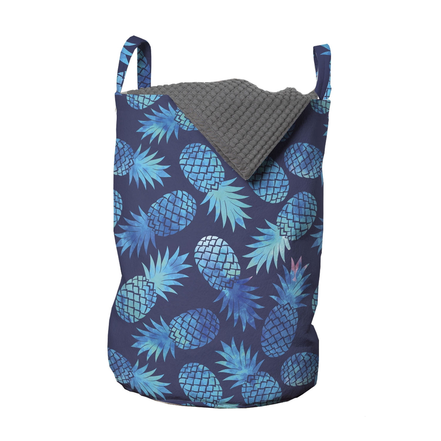 Modern Laundry Bag, Pineapple Pattern Exotic Fruit in Digital ...