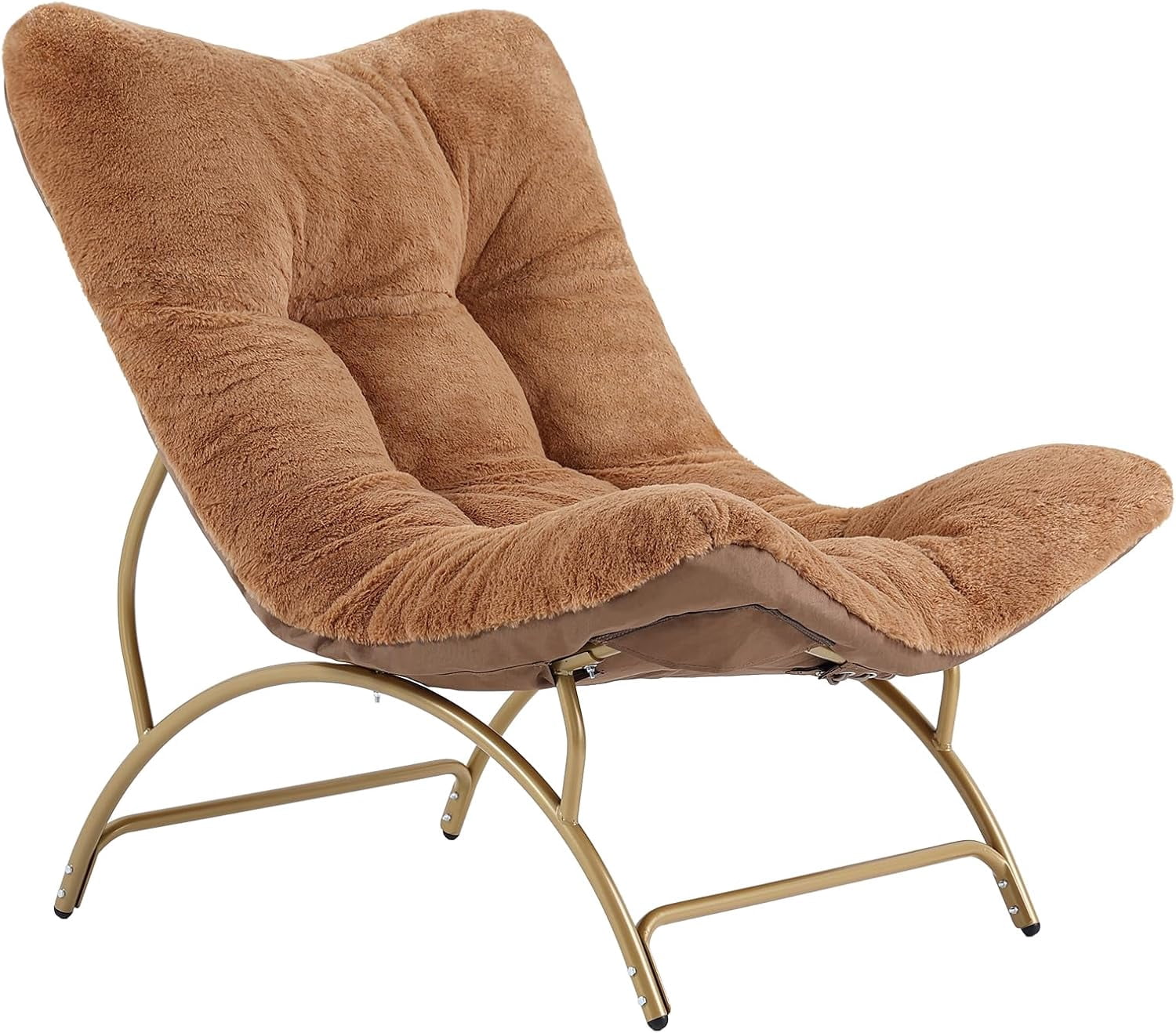 Modern Lazy Chair,Cozy Lounge Chair with Metal Frame and Plush Fabric ...