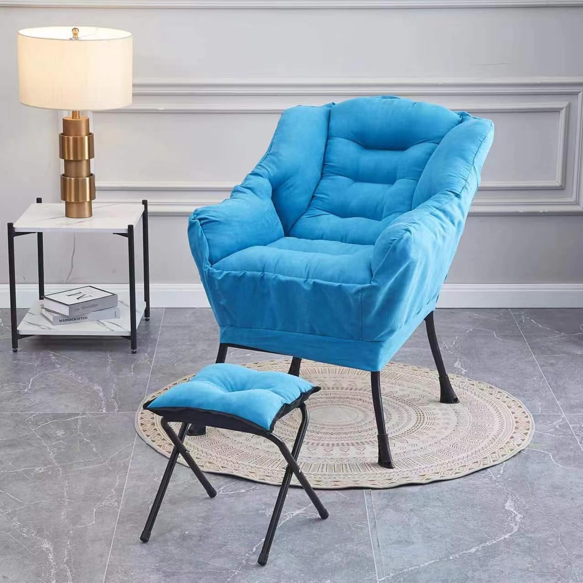 Modern Lazy Chair with Ottoman, Accent Contemporary Lounge Chair Single ...