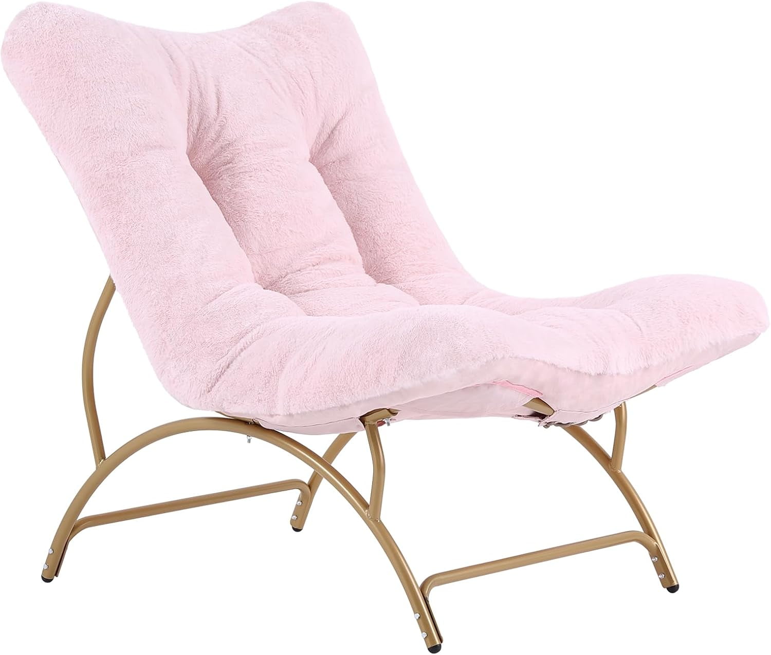 Modern Lazy Chair with Ottoman,Cozy Lounge Chair with Metal Frame and ...