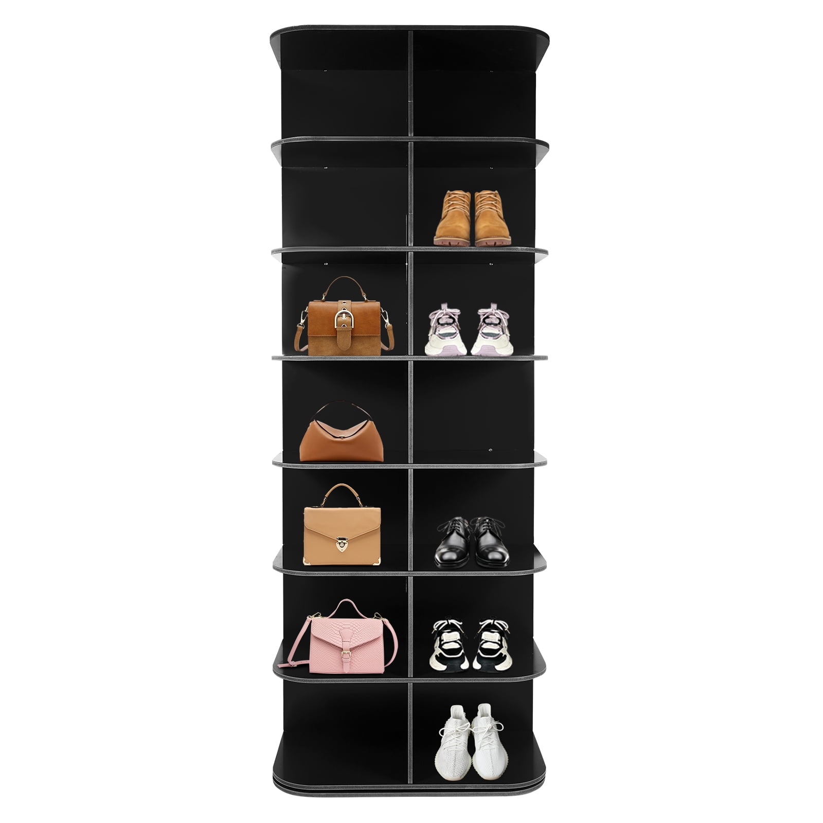 Modern Lazy Susan Shoe Display - 7-Tier Square Spinner Rack (28 Total ...