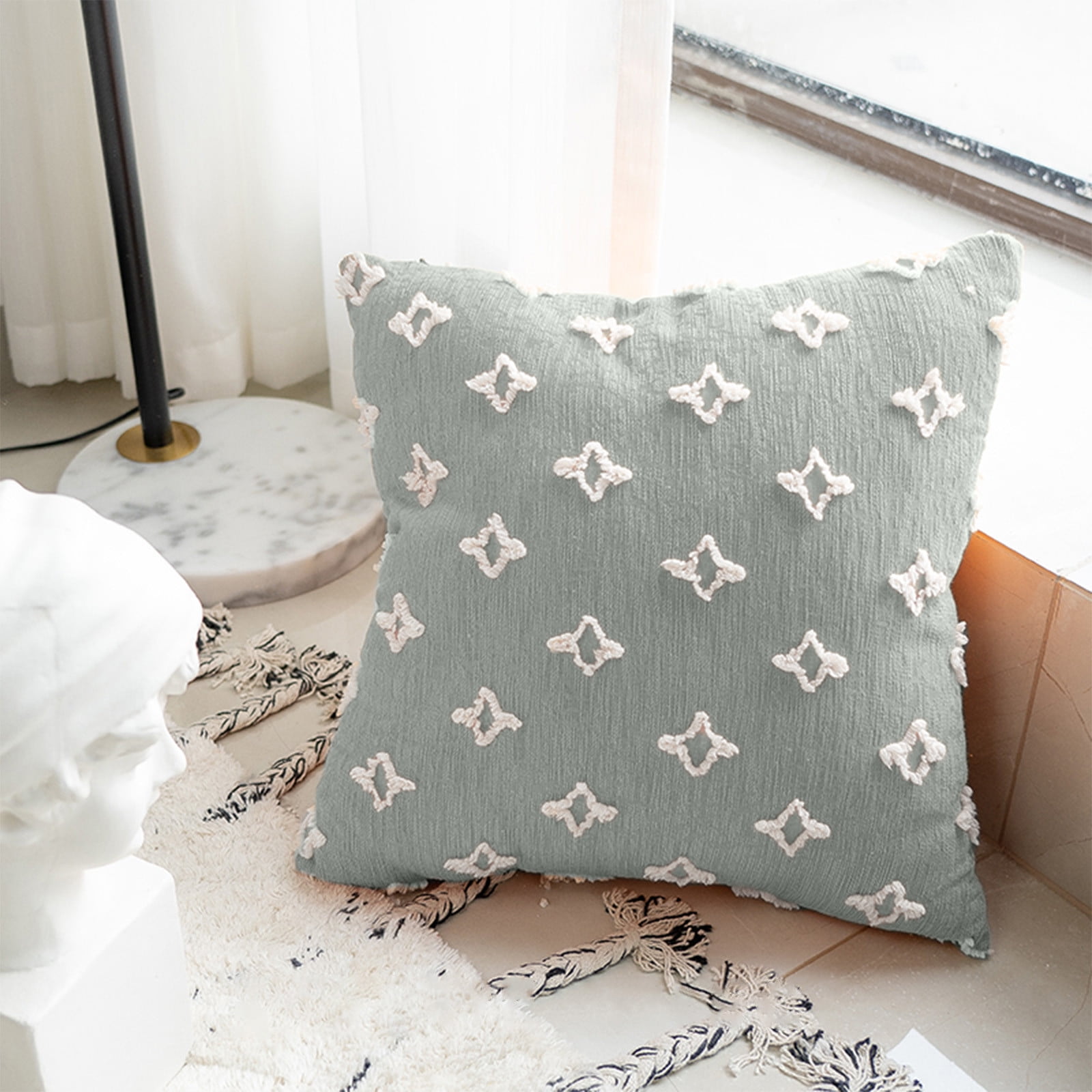 Modern Leaf Grass Flowers Sofa Pillow, Soft Washable Room Decor ...