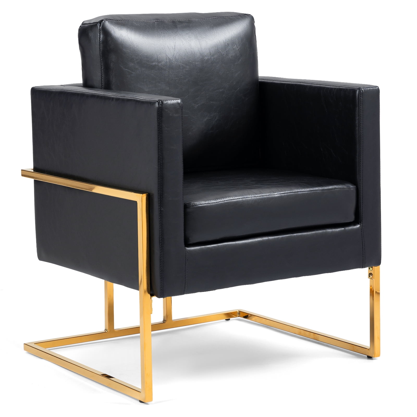 Modern Leather Accent Chair, Mid-Century Upholstered Arm Chair with ...
