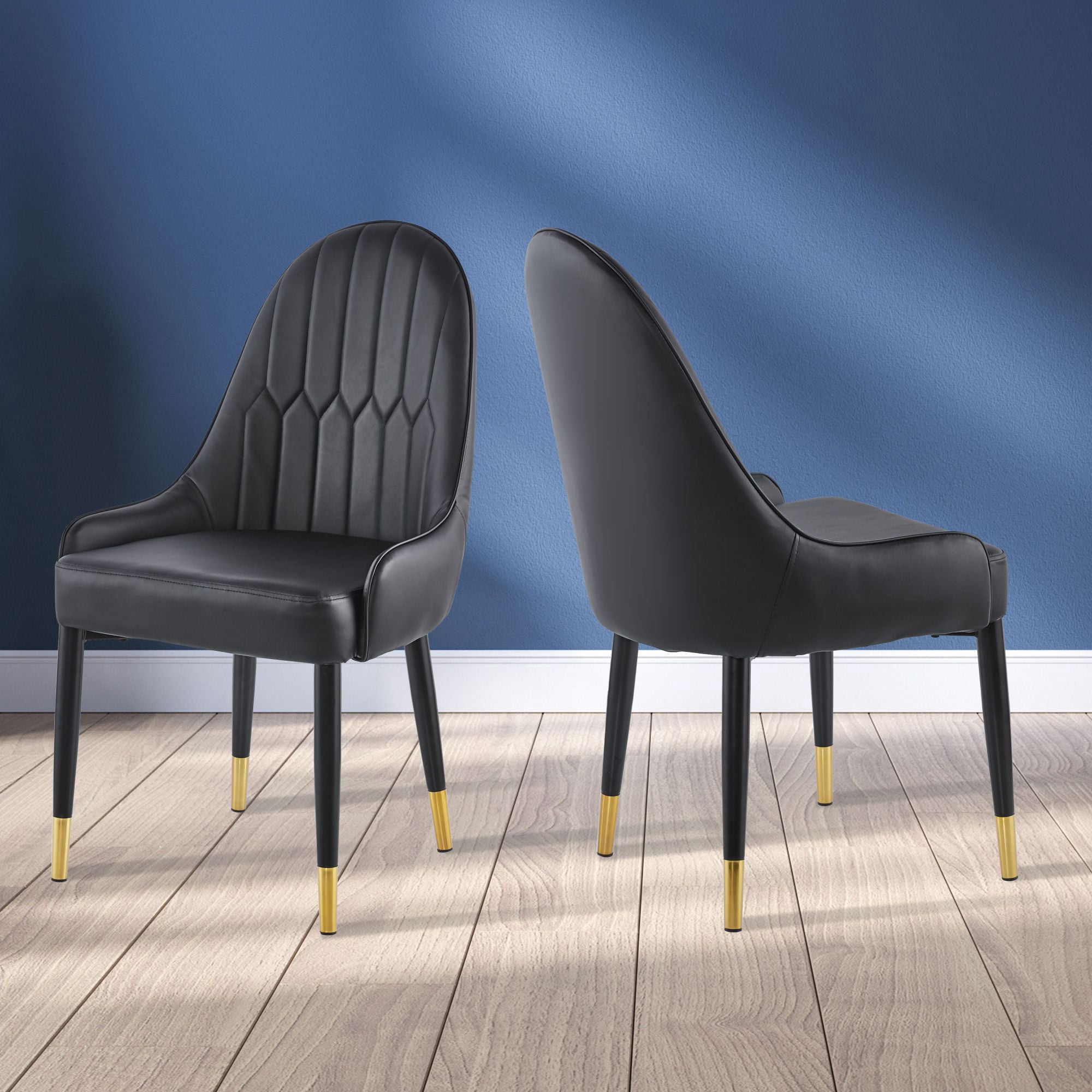 Modern Leather Dining Chair Set of 2, Upholstered Accent Dining Chair ...
