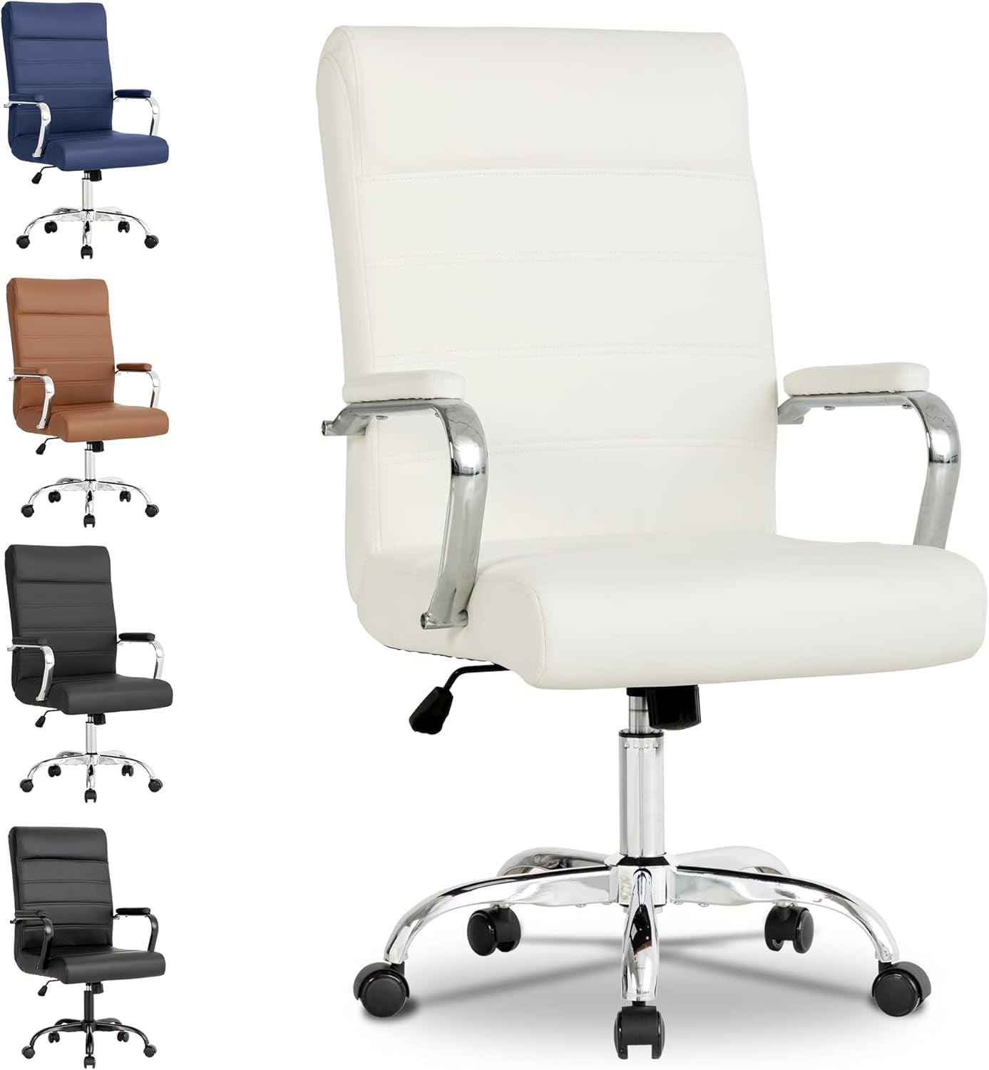 Modern Leather Executive Office Chair – Adjustable Height Swivel with ...