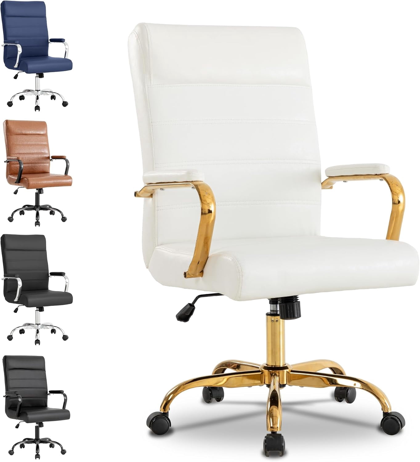 Modern Leather Executive Office Chair – Adjustable Height Swivel with ...