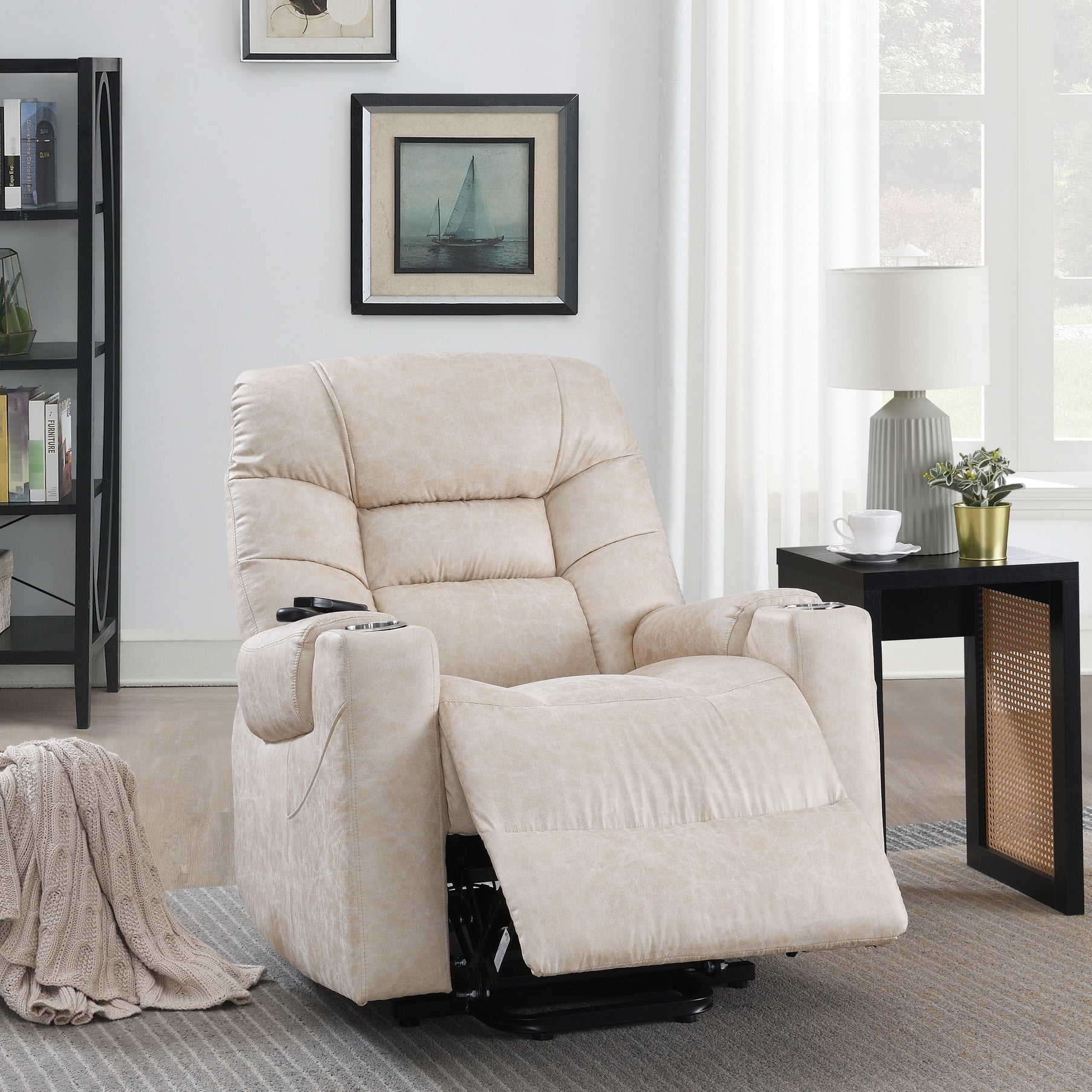 Modern Leather Recliner With Heating & Lift Function Cozy Motion And ...