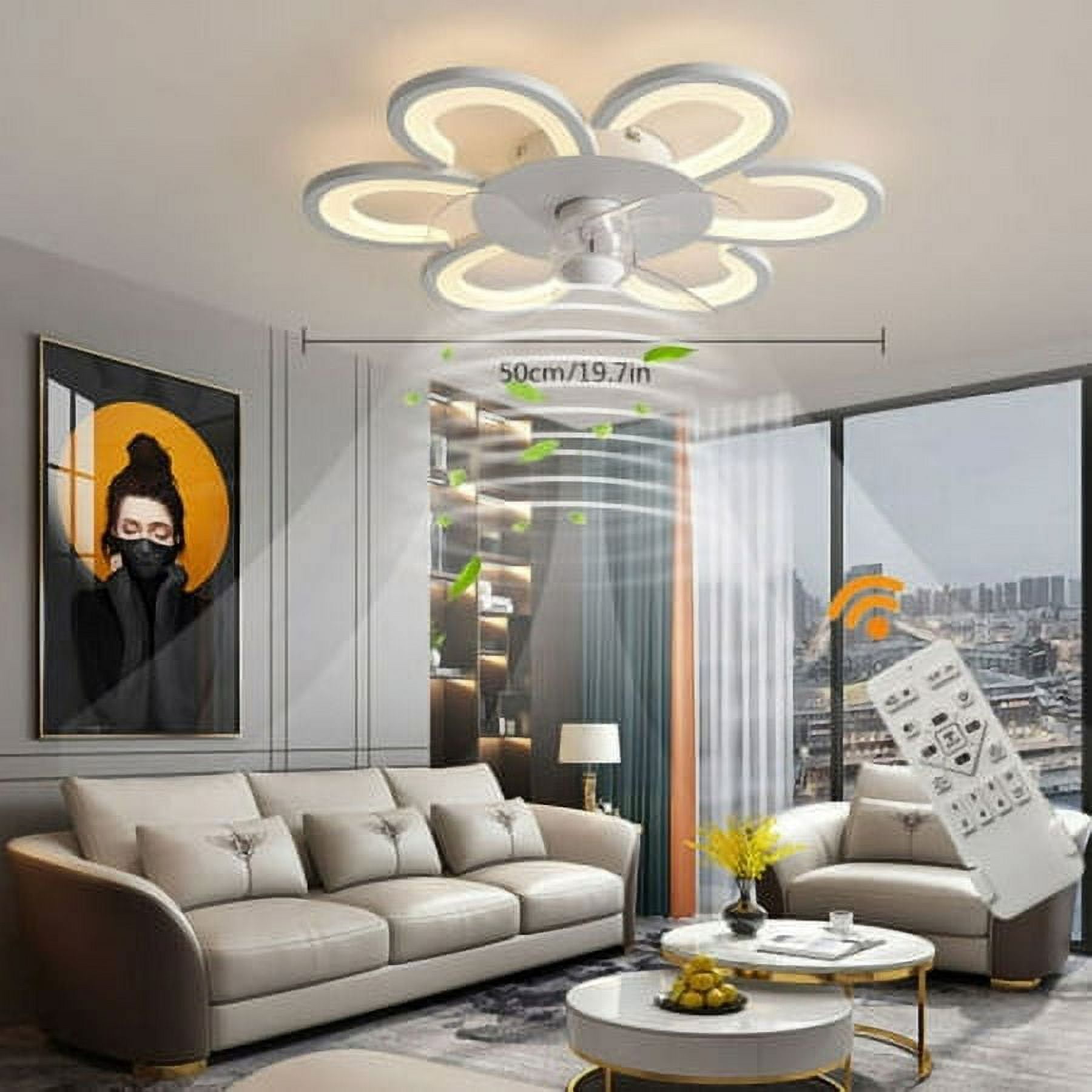 Modern Led Ceiling Fan with Light Bedroom Dimmable Fan Lamp & Remote ...