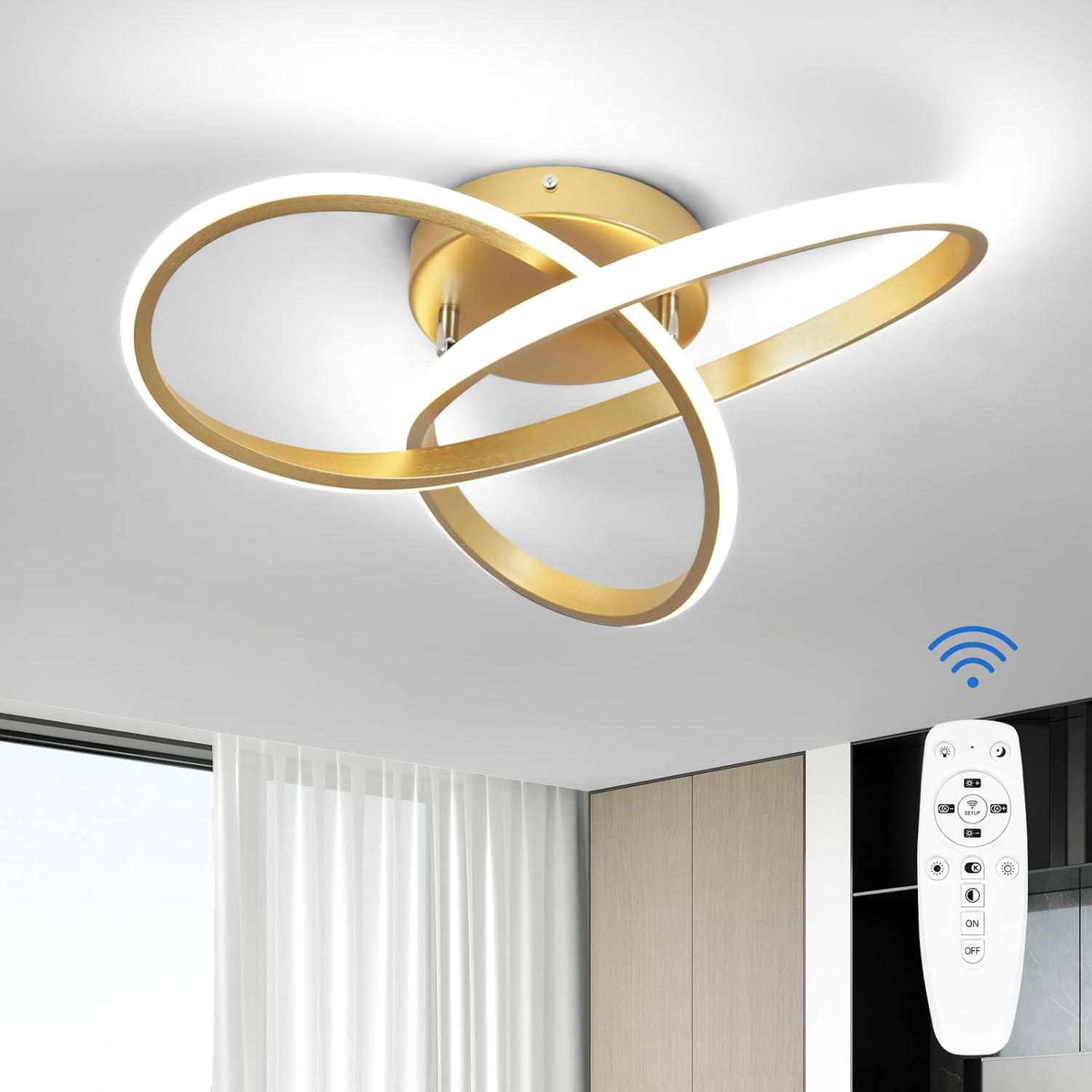 Modern Led Ceiling Light,Dimmable Close to Ceiling Light with Remote ...