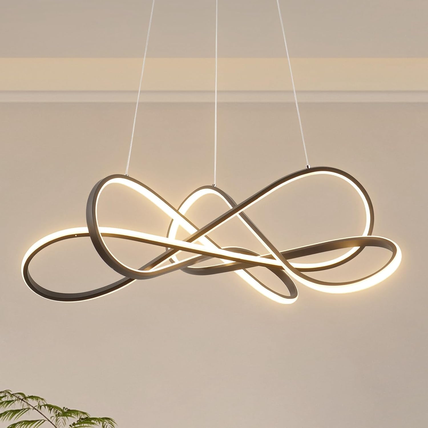 Modern Led Chandelier, Aluminum Chrome Plated Lighting Fixture, 3 ...