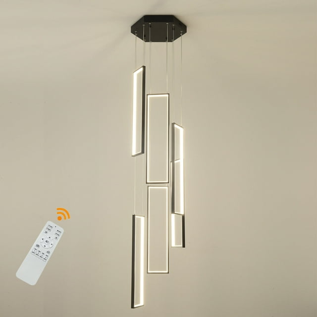Modern Led Chandelier Lighting, Dimmable with Remote Control 10 Rings ...