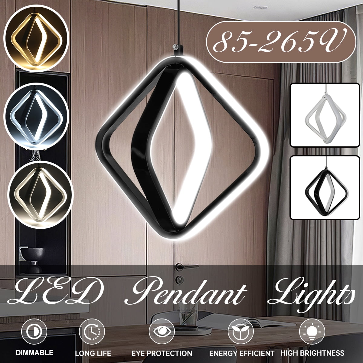 Novashion Modern 2-Light LED Dimmable Pendant Light with Acrylic Shade ...