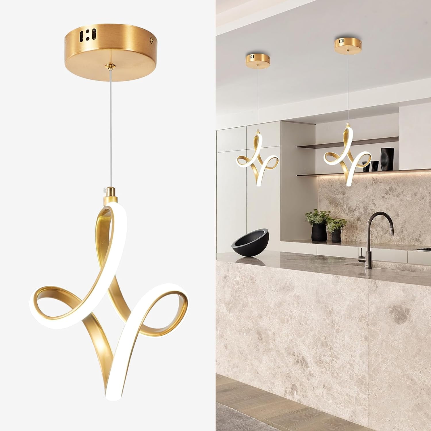 Modern Led Pendant Light 5500K Cold White Kitchen Island Pendant Light ...