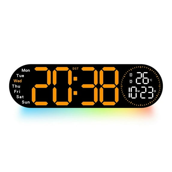 Modern Led Wall Clock With Remote Control Featuring Time Date ...