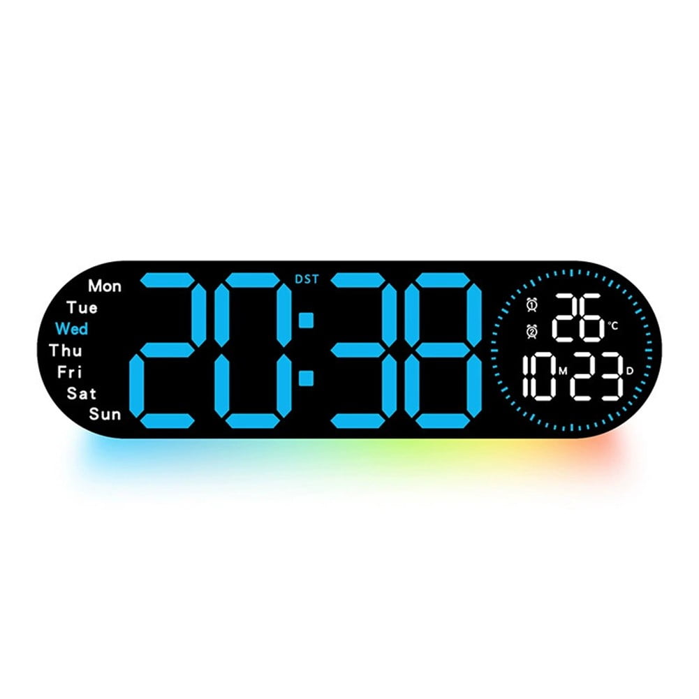 Modern Led Wall Clock With Remote Control Featuring Time Date ...