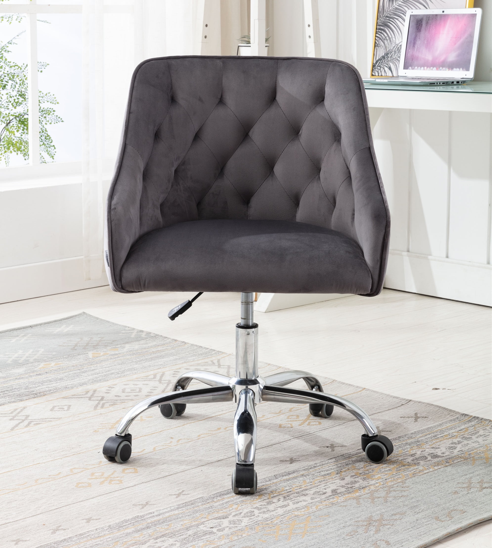 Modern Leisure Arm Chair, Elegant Modern Swivel Desk Chair with Velvet ...