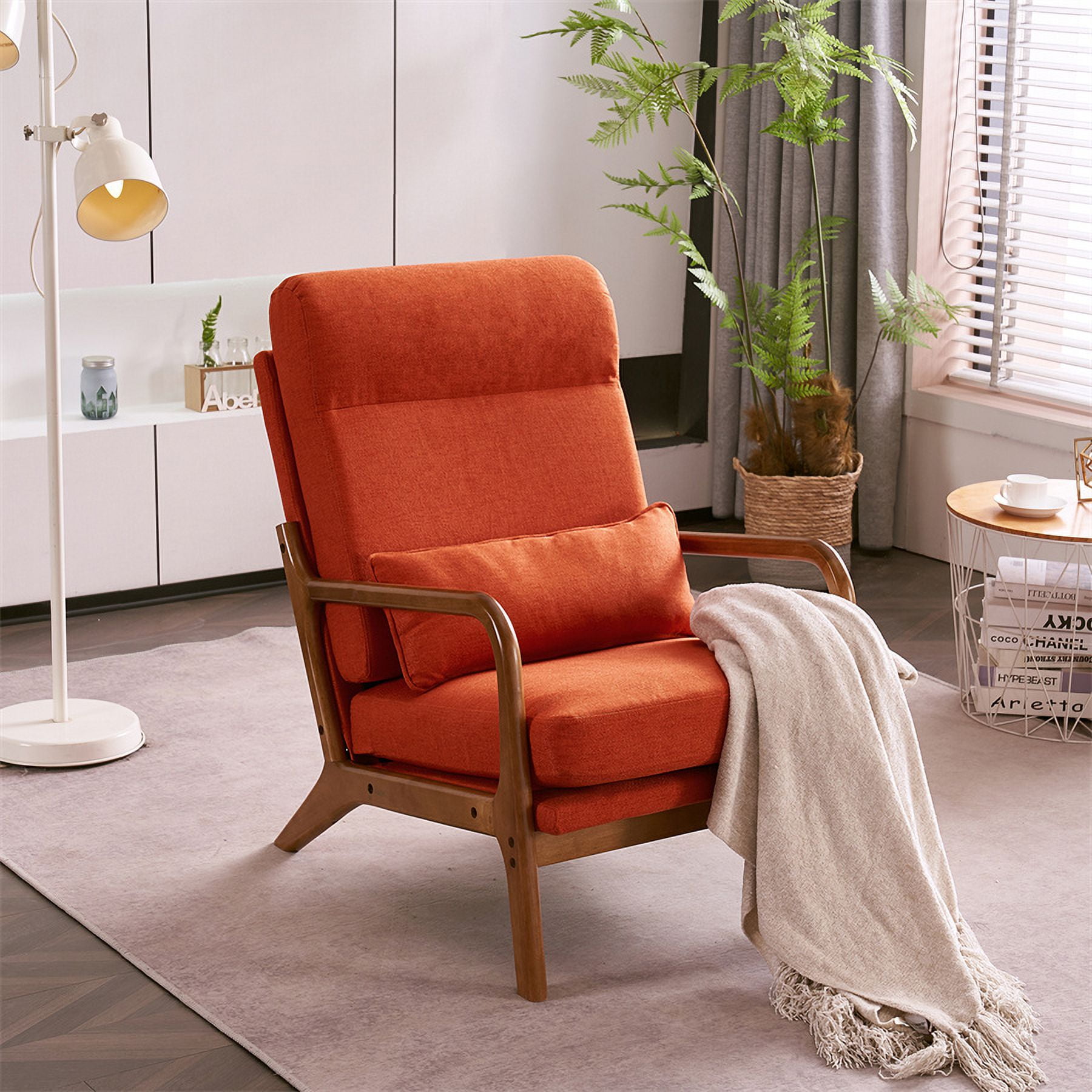 Modern Leisure Chair with Integrated Legs, Linen Accent Chair with ...