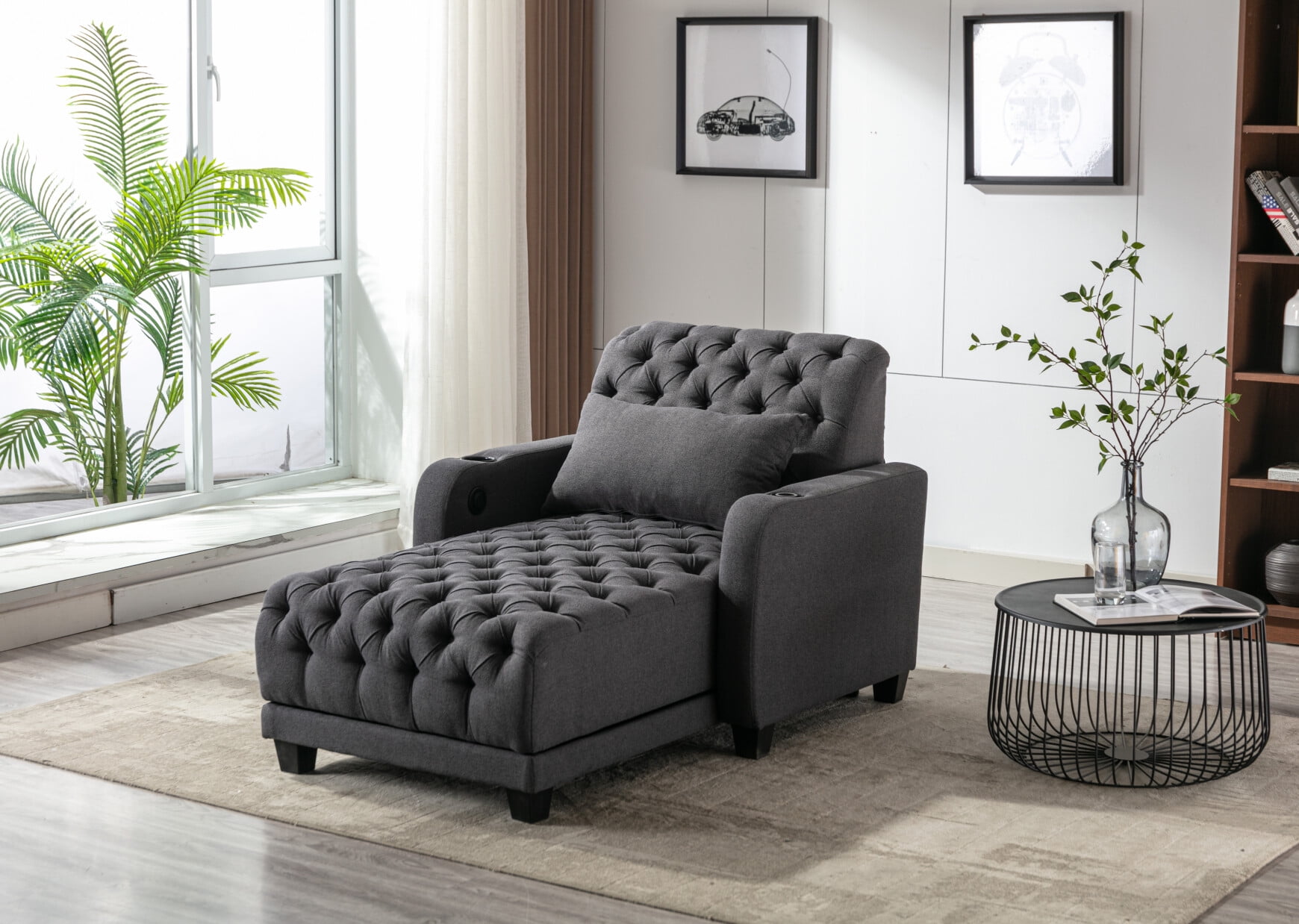 Modern Leisure Sofa, Adjustable Lounge Chairs with Button Tufted ...