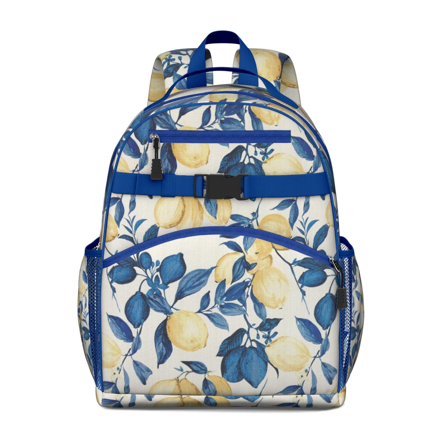 Modern Lemon & Bees Print Backpack - Waterproof Travel Daypack with ...