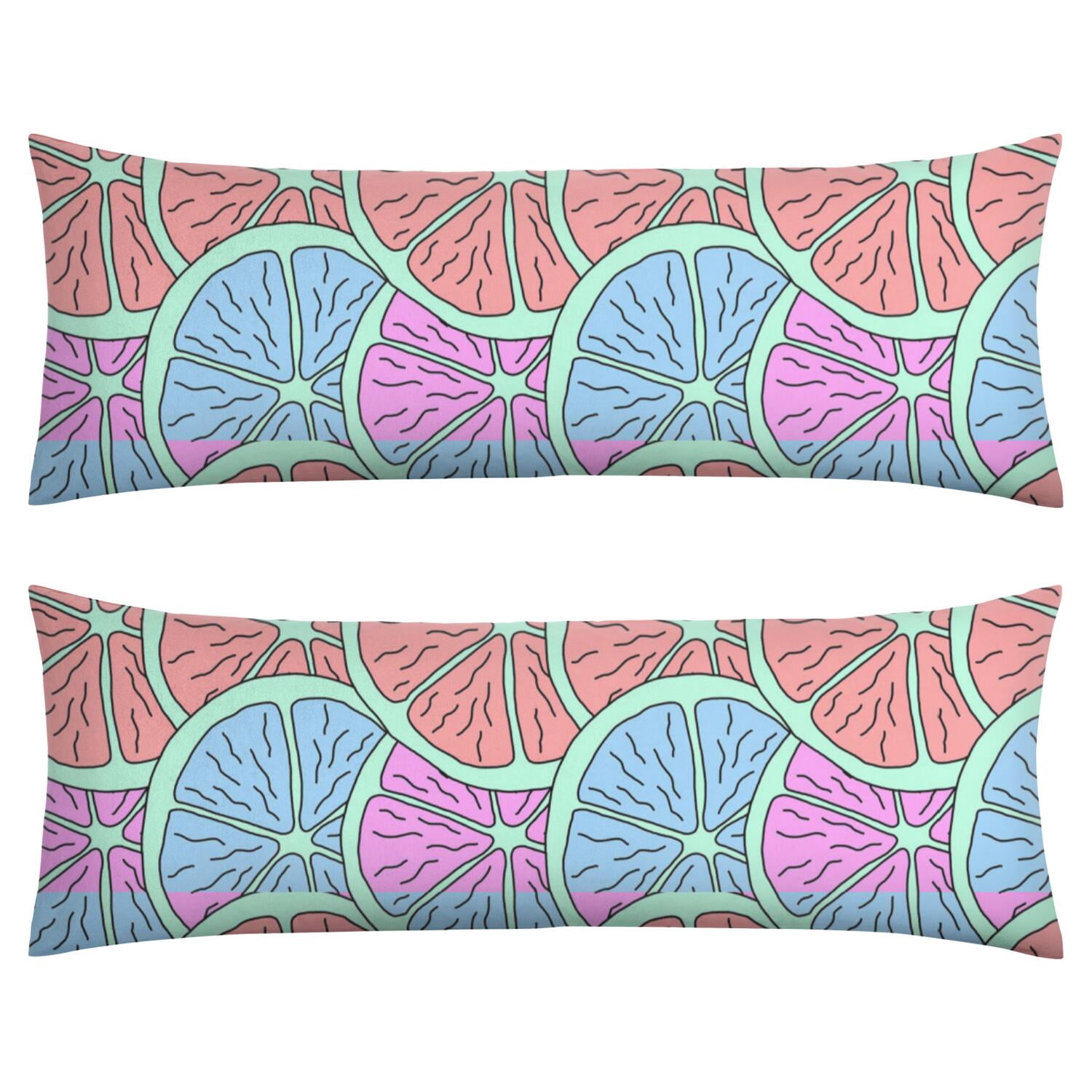 Modern Lemon Print Body Pillow Cover 20x54 - Bright Yellow Fruit & Bees ...