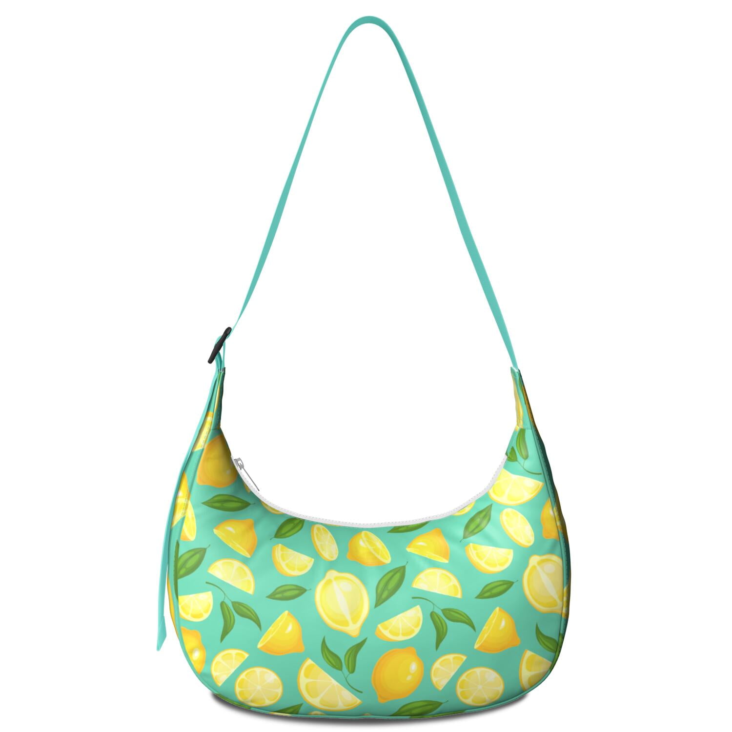 Modern Lemon Print Nylon Shoulder Handbag for Women, Yellow Fruit ...