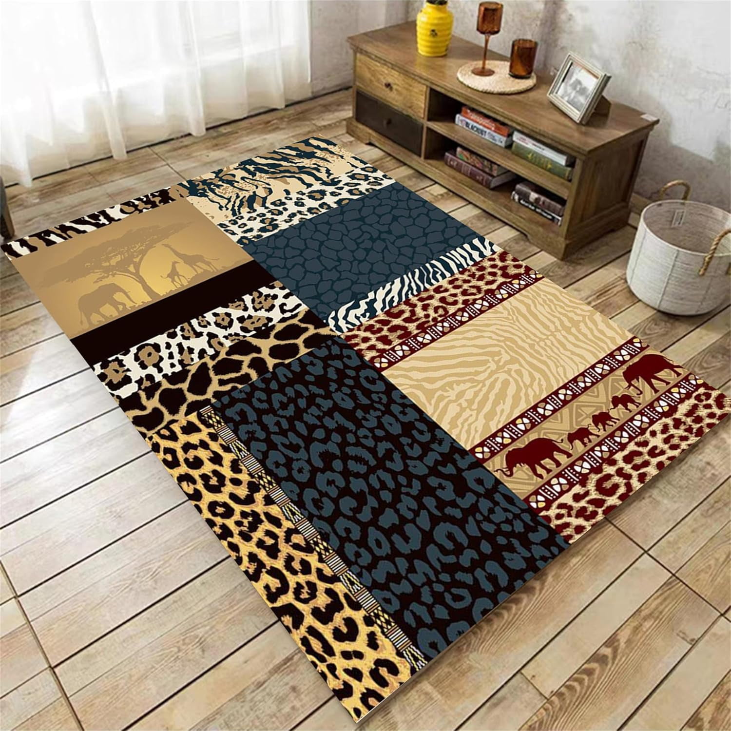 Modern Leopard Print Area Rug, Animal Leopard Patchwork Washable ...