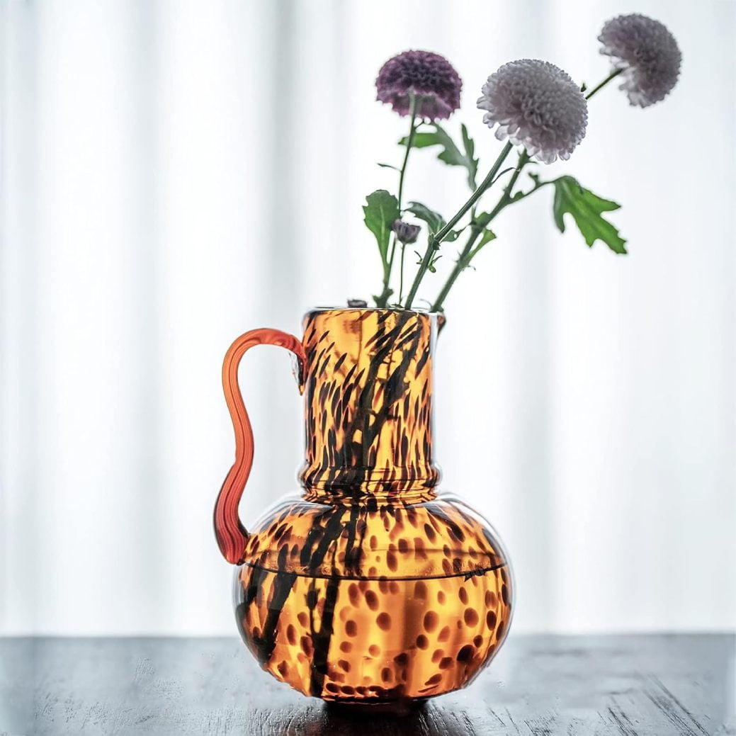 Modern Leopard Print Glass Vase, Rectangular, 17x23.5cm, Perfect for ...