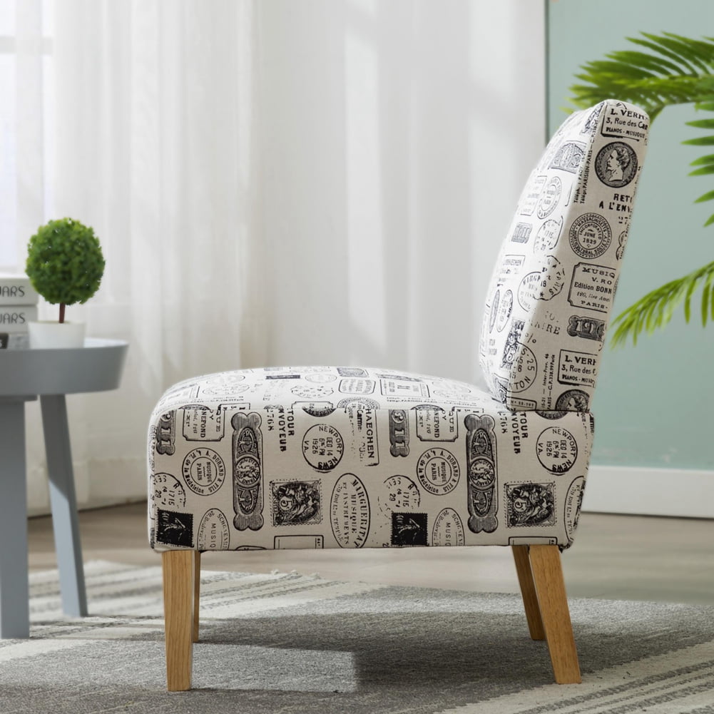 Modern Letter Printed Fabric Accent Chair Living Room Armless Chair ...