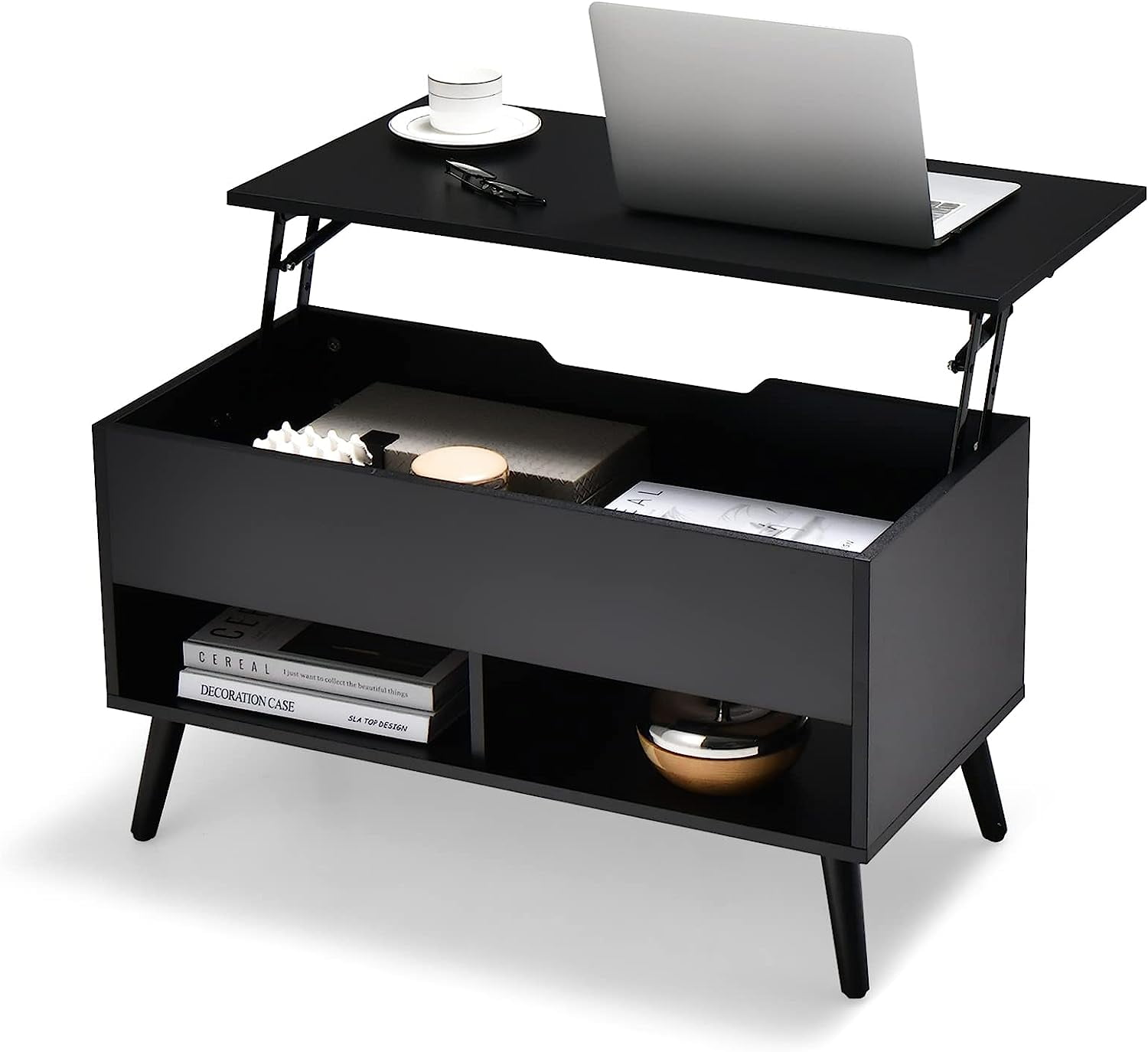 Modern Lift Top Coffee Table with Gas Spring Mechanism, Hidden Storage ...