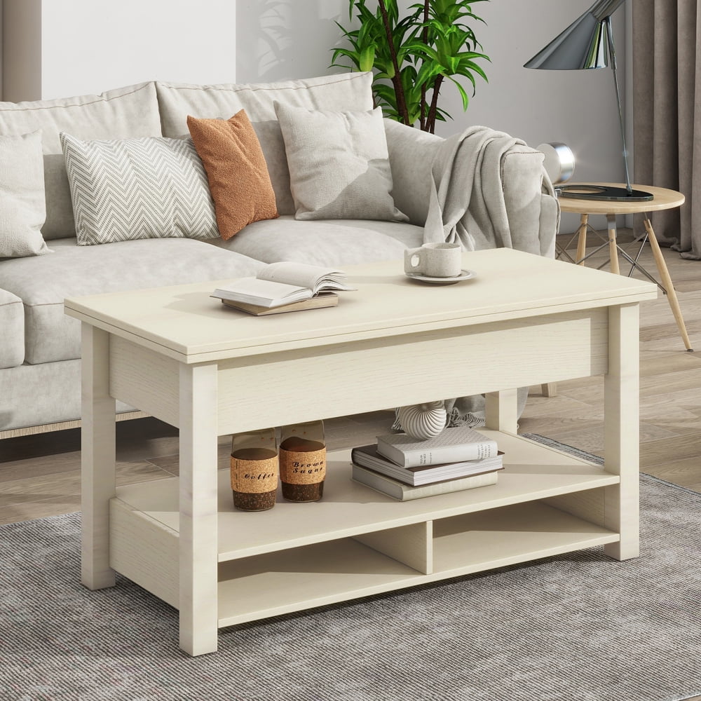 Modern Lift Top Coffee Table with Open Storage Shelf, Wood Lift ...
