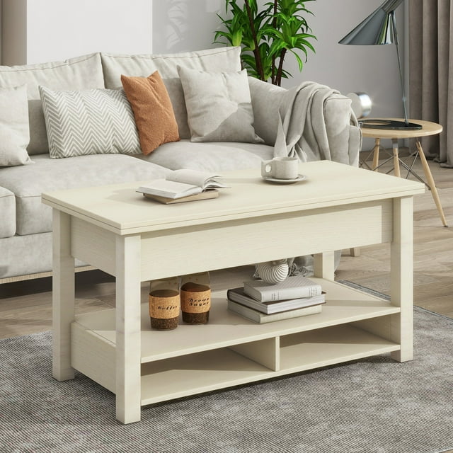 Modern Lift Top Coffee Table with Open Storage Shelf, Wood Lift ...