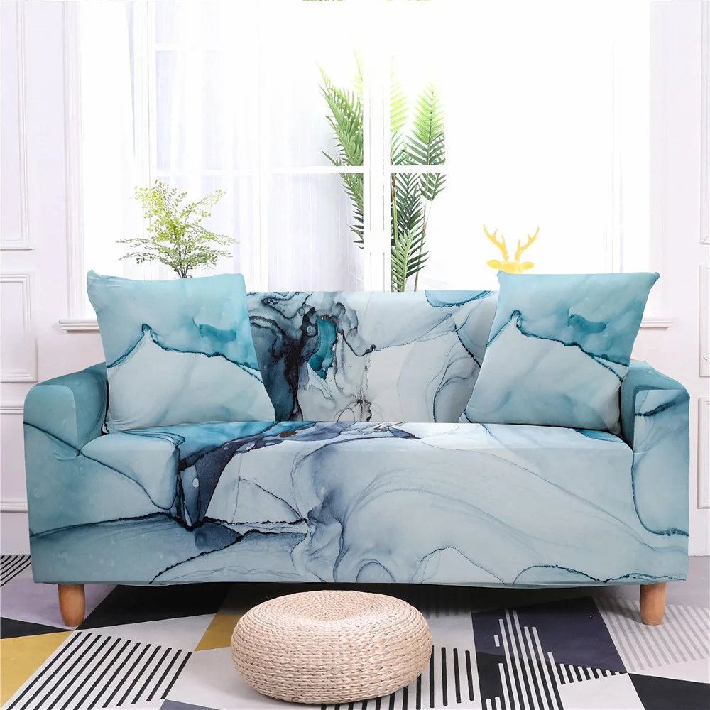 Modern Light Luxury Marble Style Sofa Cover All-inclusive Polyester L ...