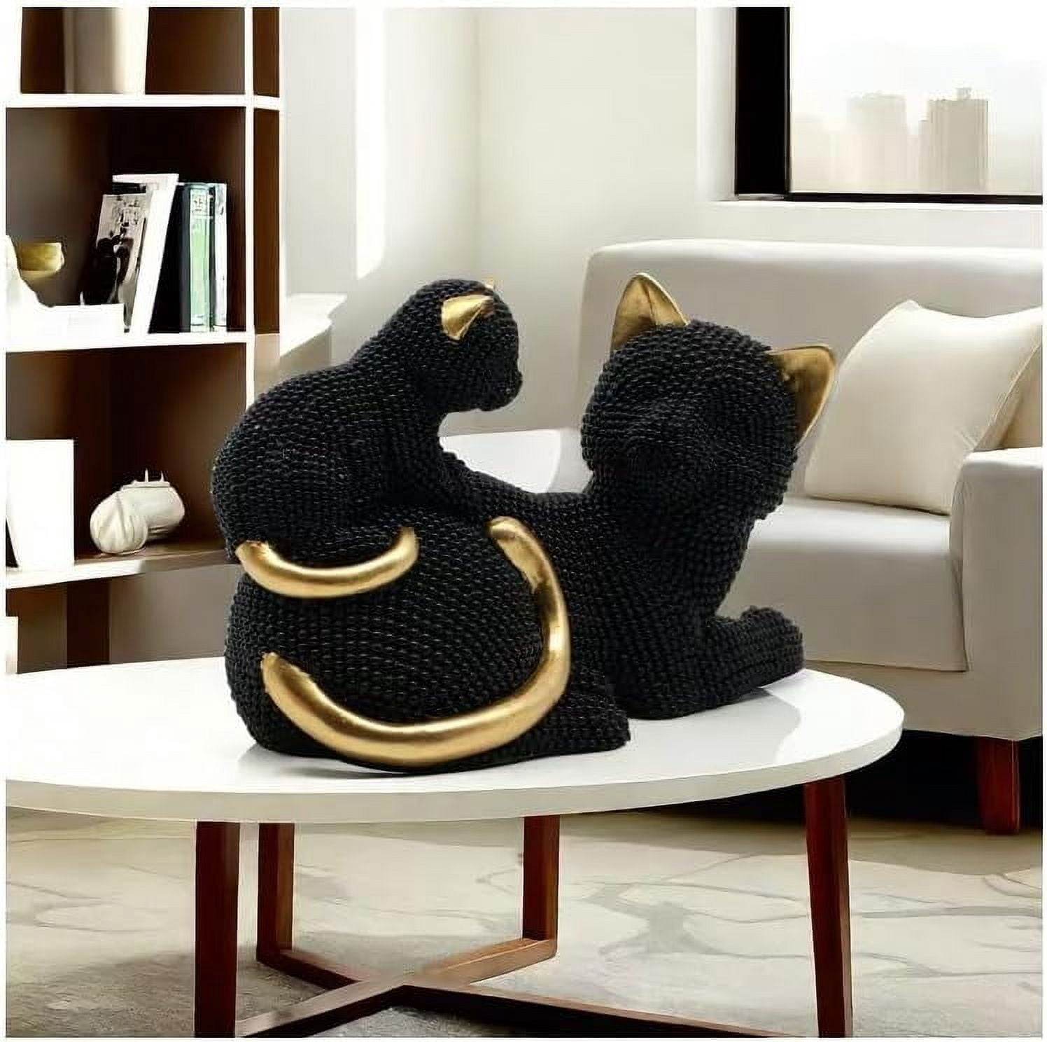 Modern Light Luxury Style Decorative Cat Figurine Statue, Textured ...