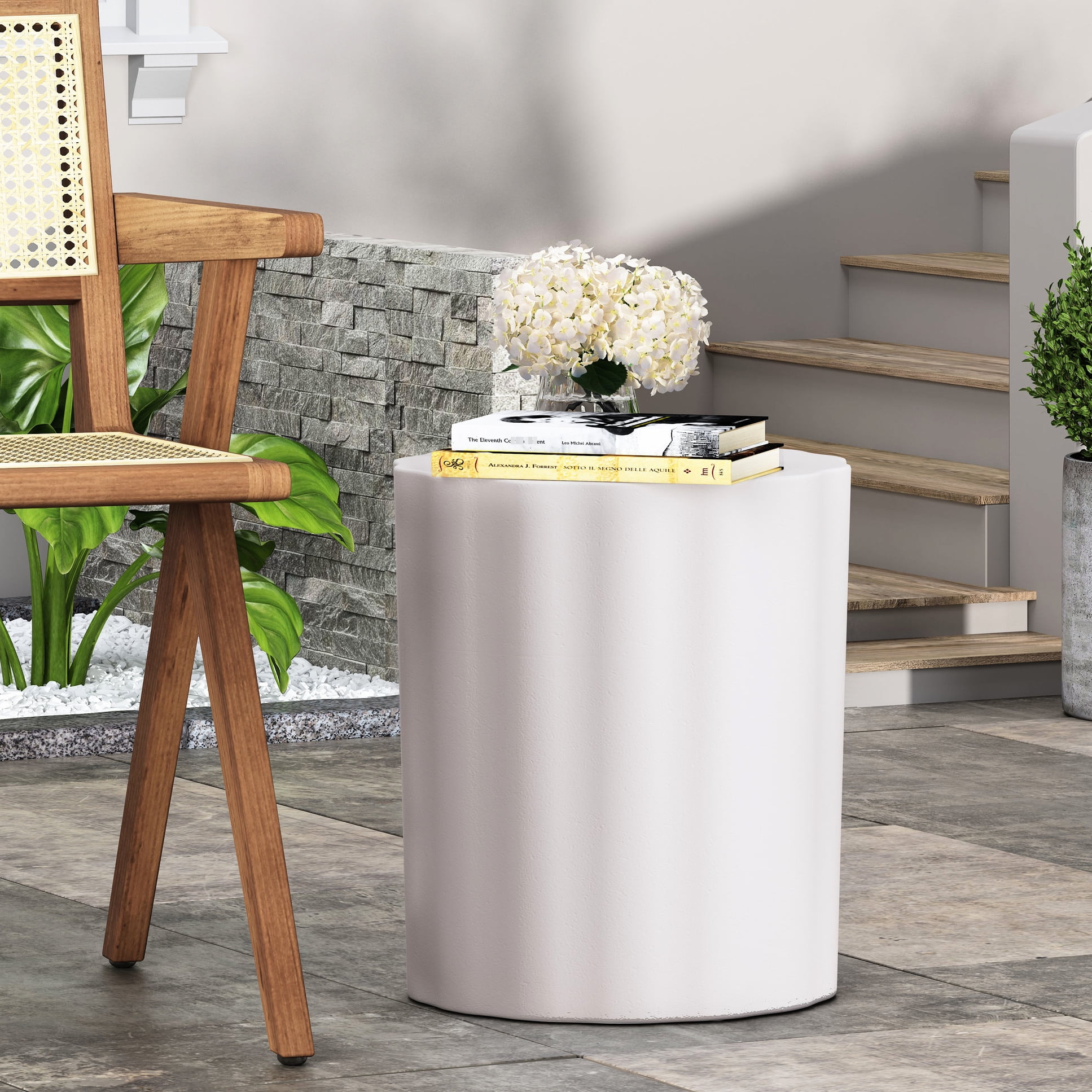 Modern Lightweight Concrete Flower Stand - Outdoor & Indoor Use, , 18. ...