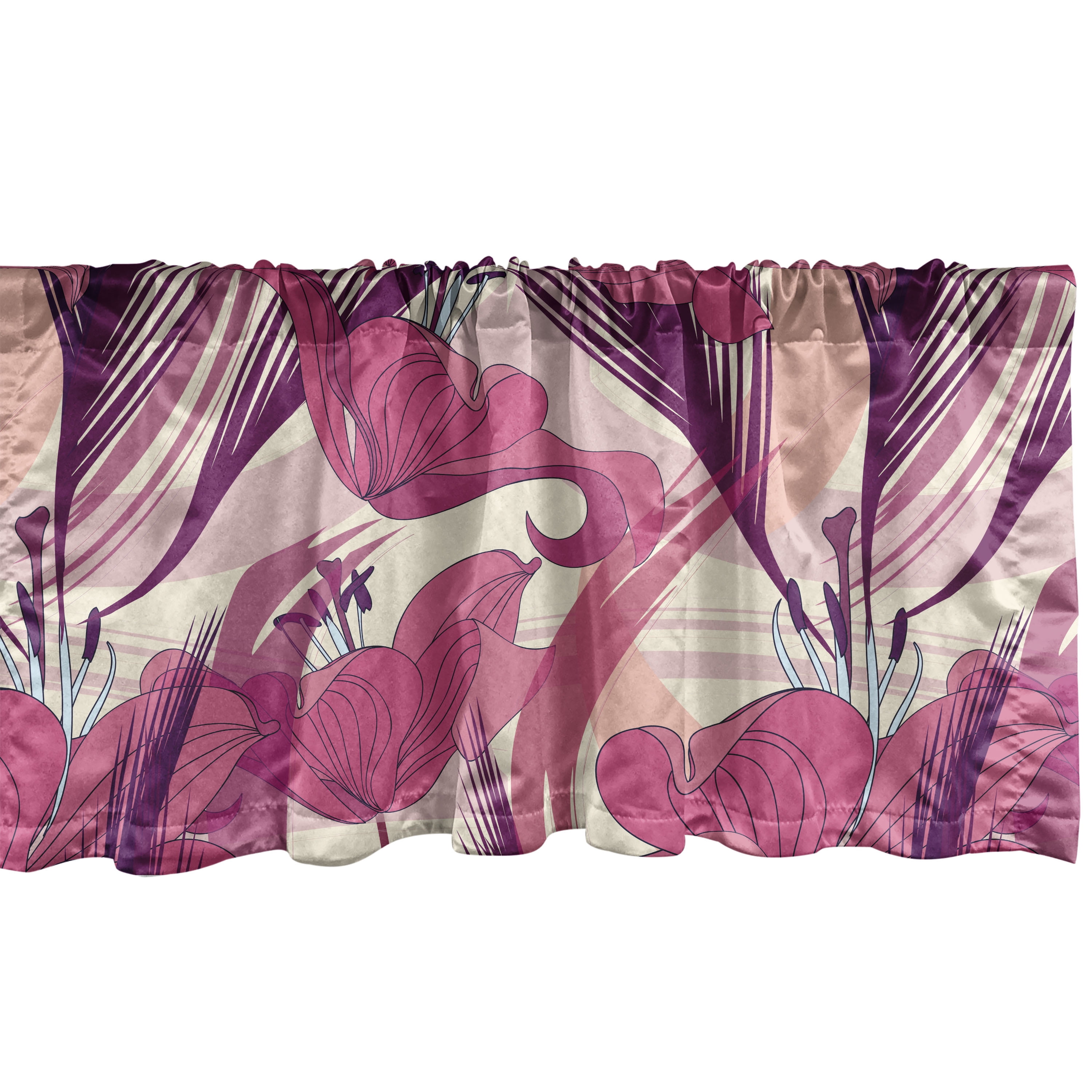 Modern Lily Window Valance, Pastel Colors Delicate Floral Boho Pattern ...