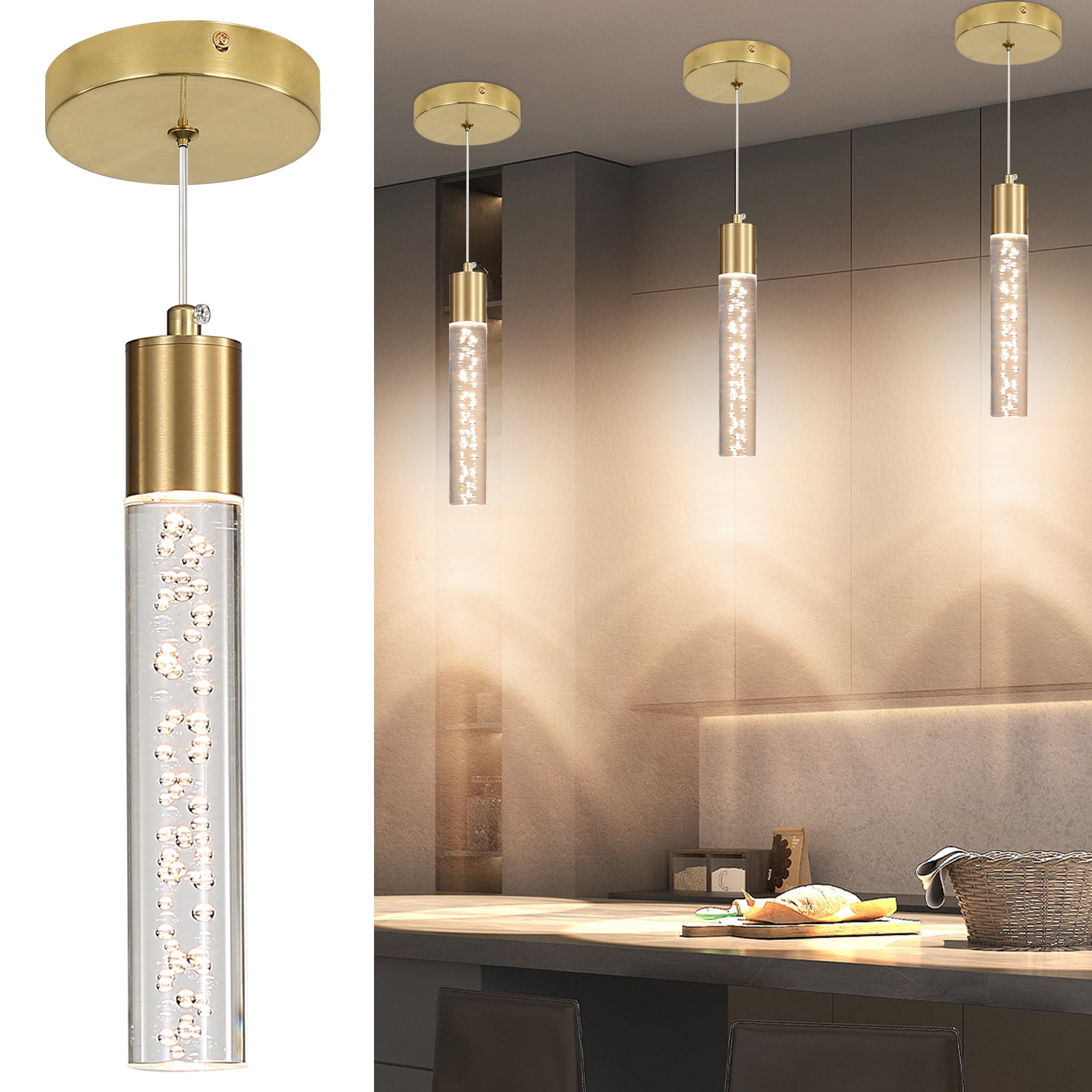 Modern Linear Pendant Light for Kitchen Island LED Hanging Light ...