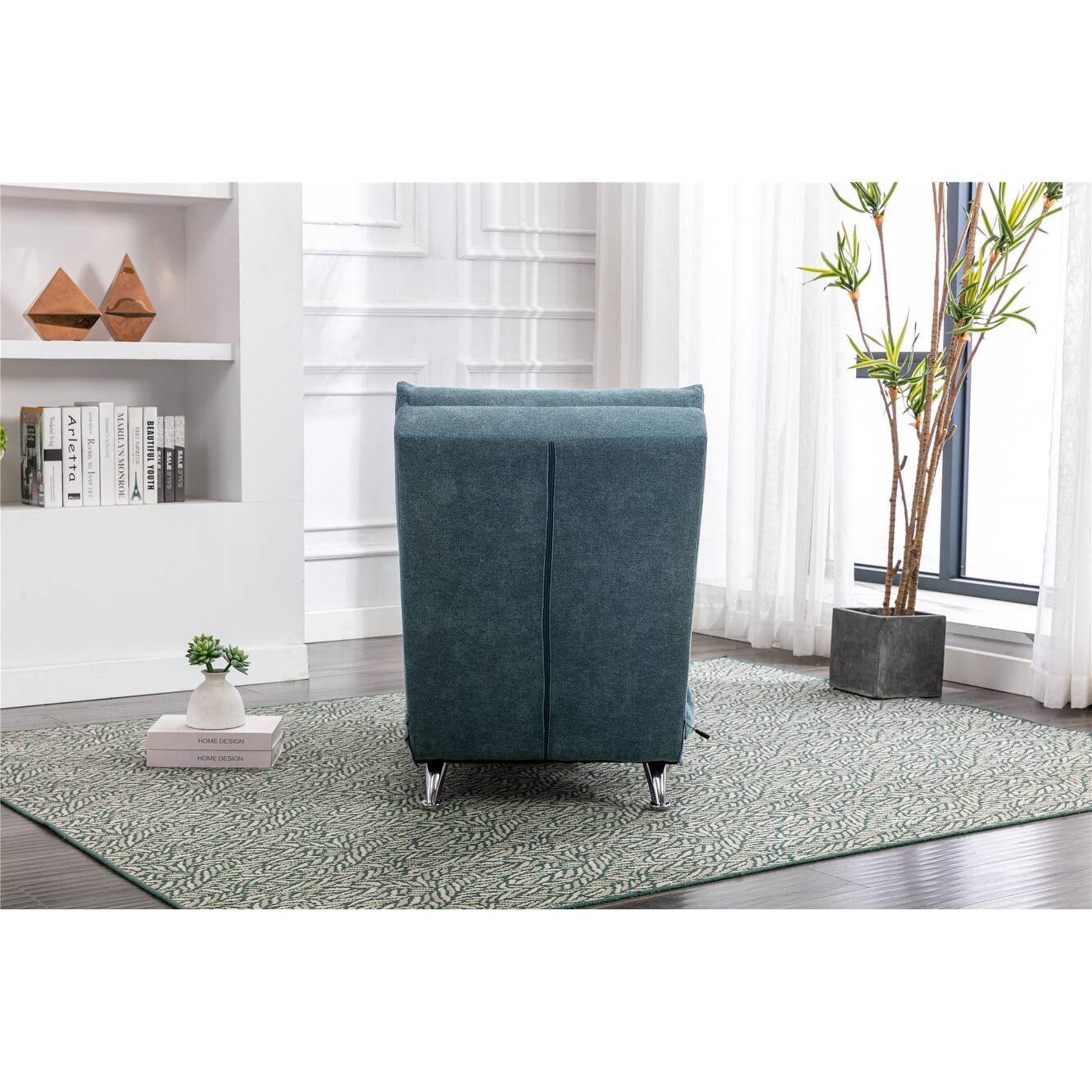 Modern Linen Ergonomic Massage and Heating Function Chaise Lounge with ...