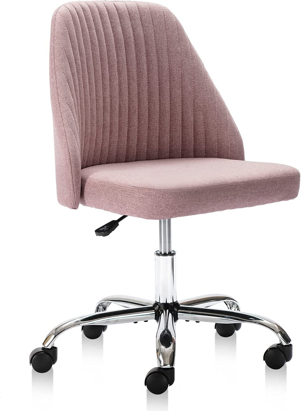 Modern Linen Fabric Chair Adjustable Swivel Task Chair Mid-Back Cute ...