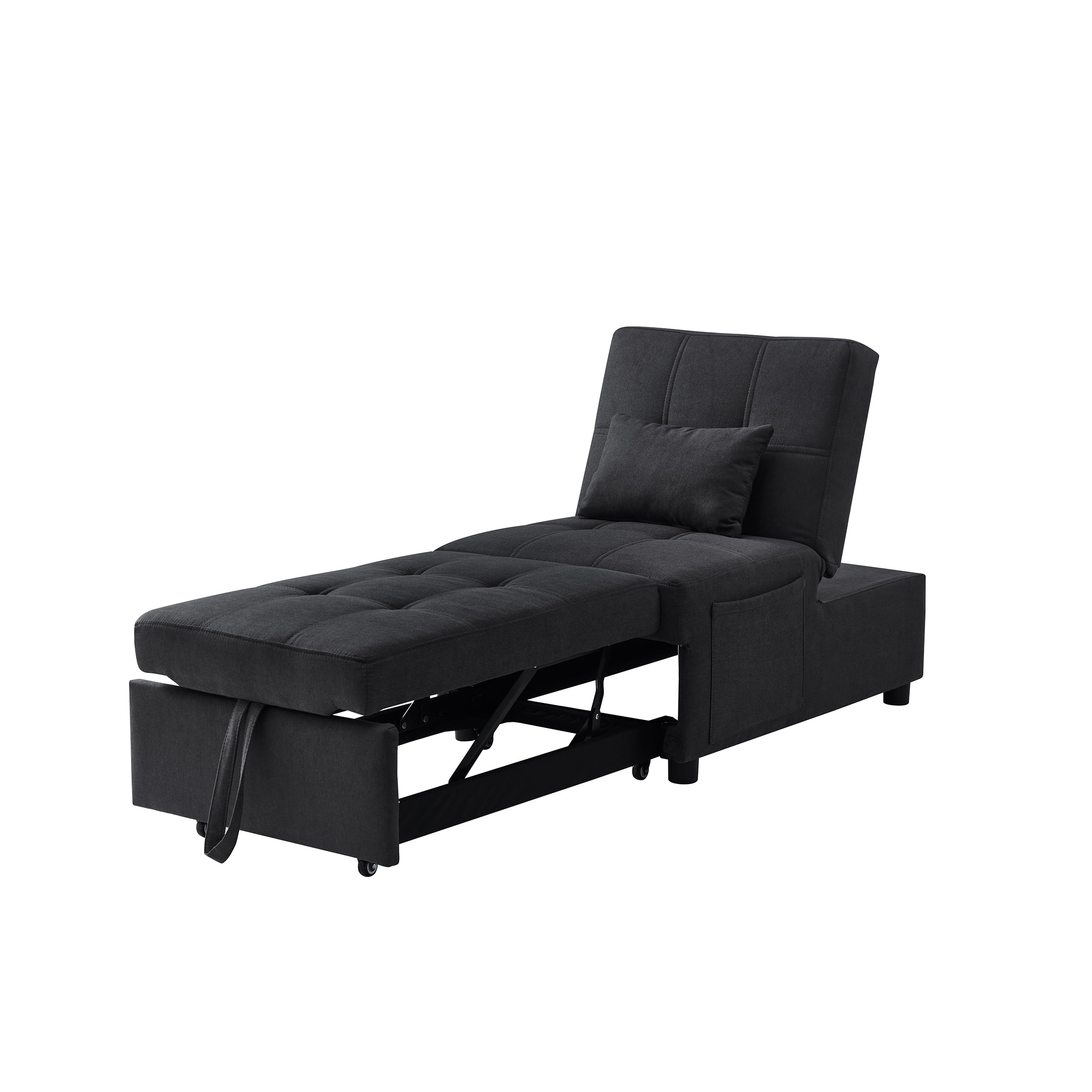 Modern Linen Fabric Recliner Chair Bed, Folding Single Sofa Bed with ...