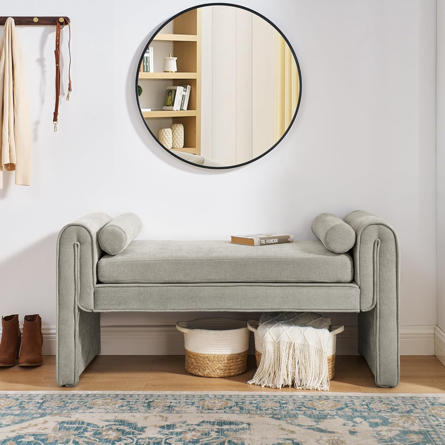 Modern Linen Fabric Upholstered , Large Storage Space for Living Room ...