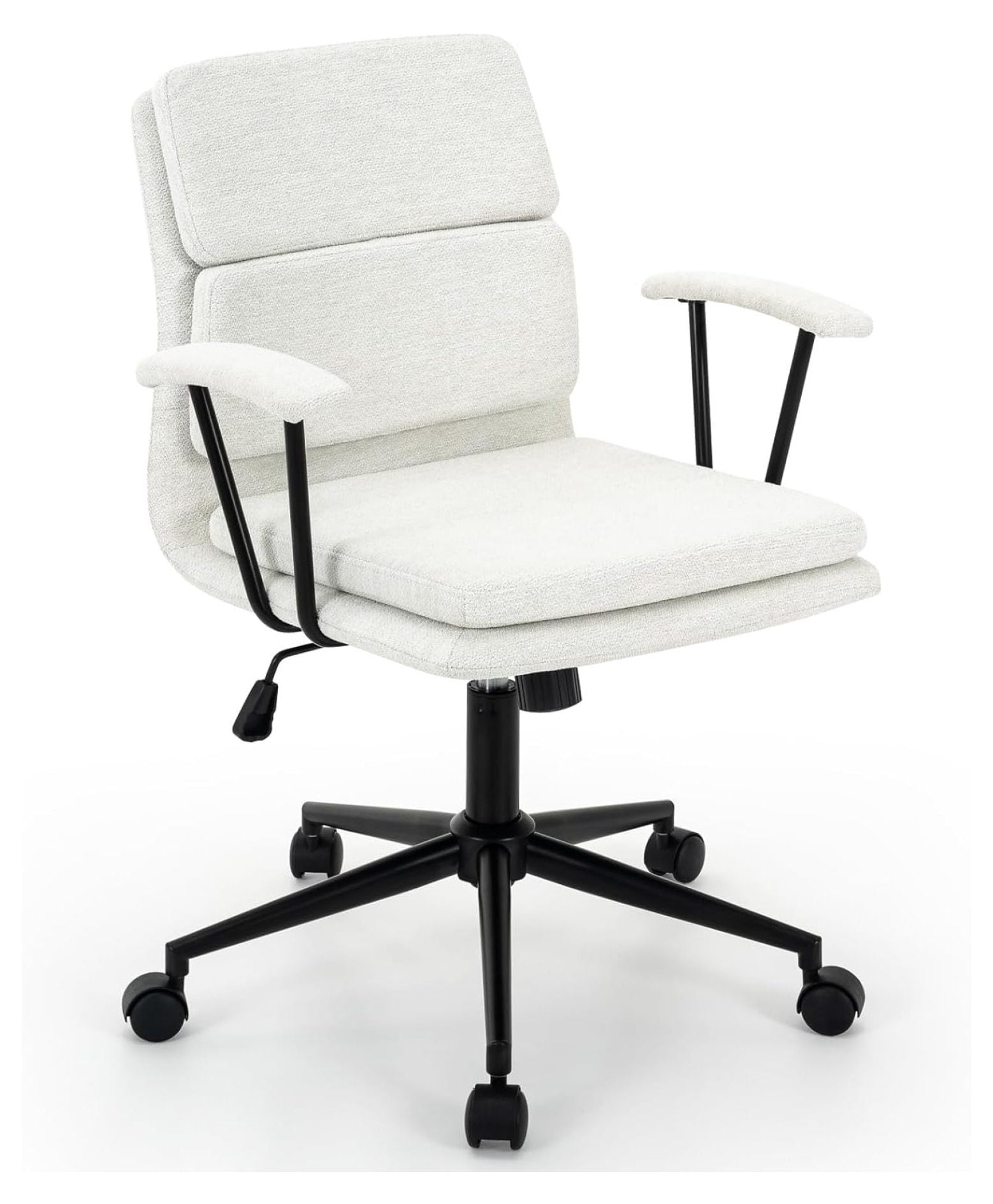 Modern Linen Office Chair with Removable Padded Armrests, Premium ...